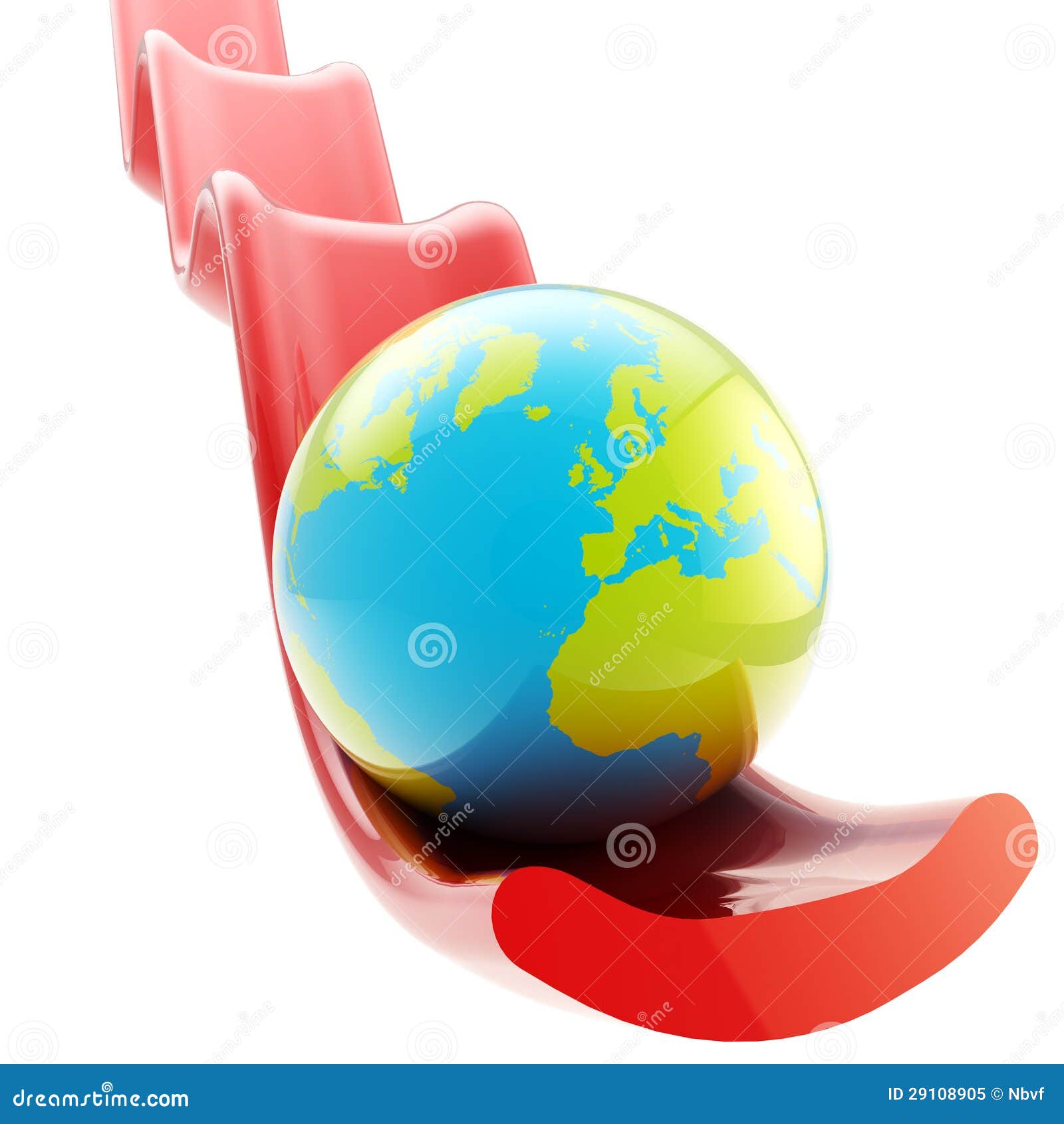Earth Planet On Falling Graph Downfall Stock Illustration ...