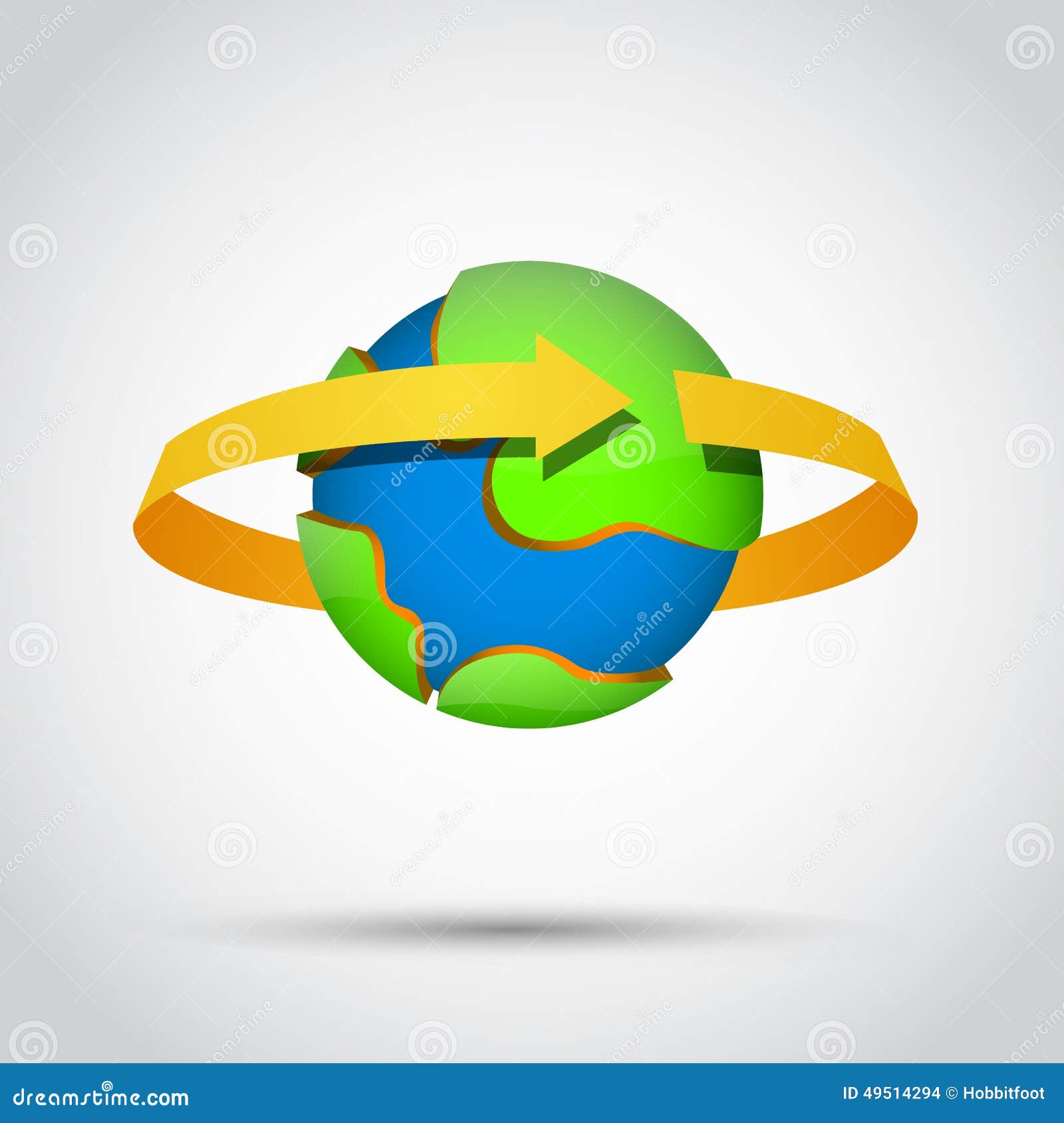 Earth Planet with Gold Arrow Around. Stock Vector - Illustration of ...