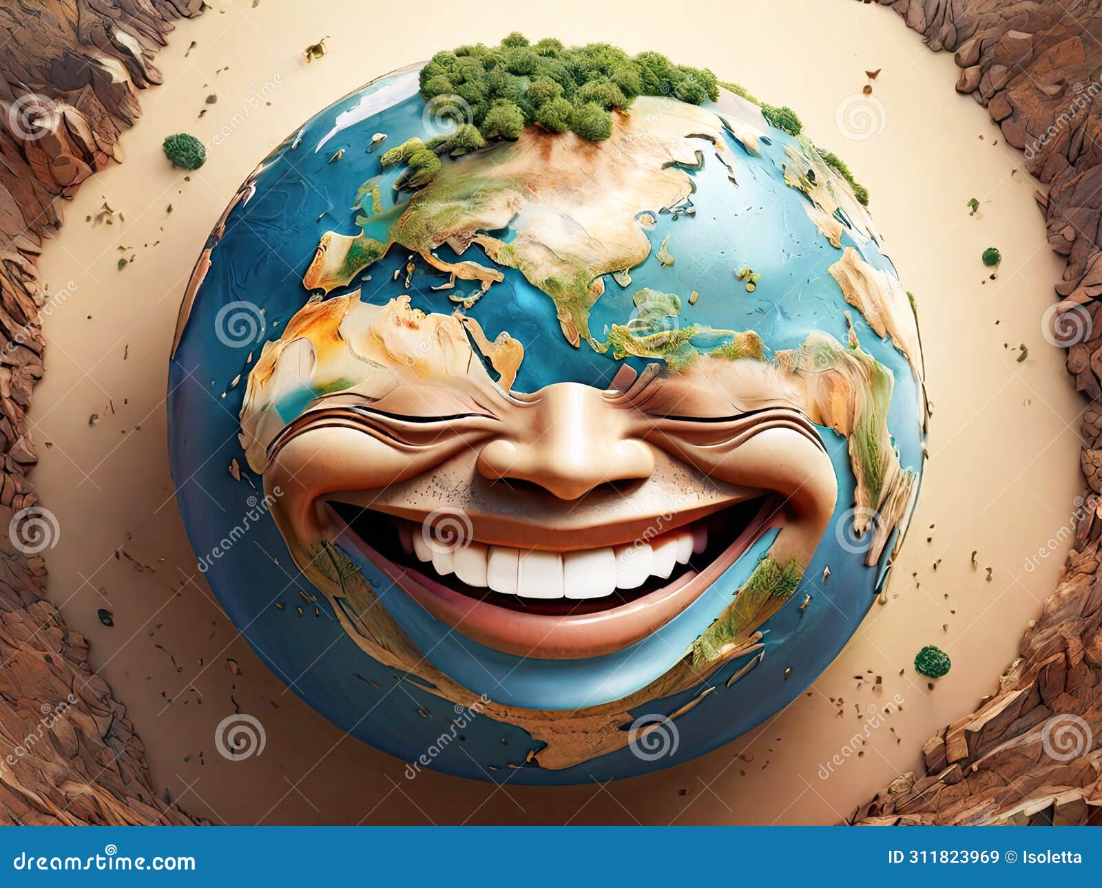The Earth Planet with Happy Face Stock Image - Image of water ...