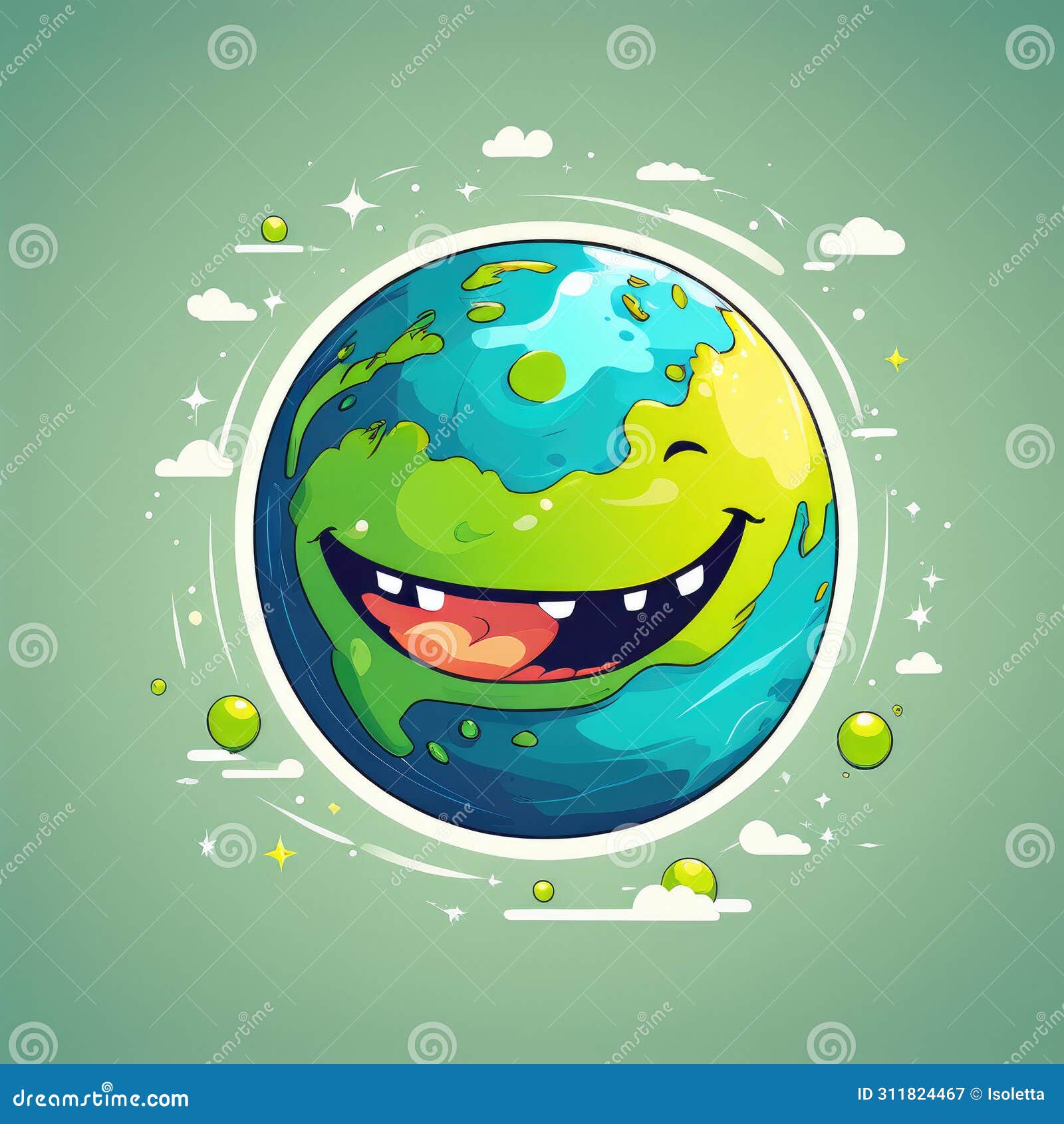 The Earth Planet with Happy Face Stock Image - Image of earth, green ...