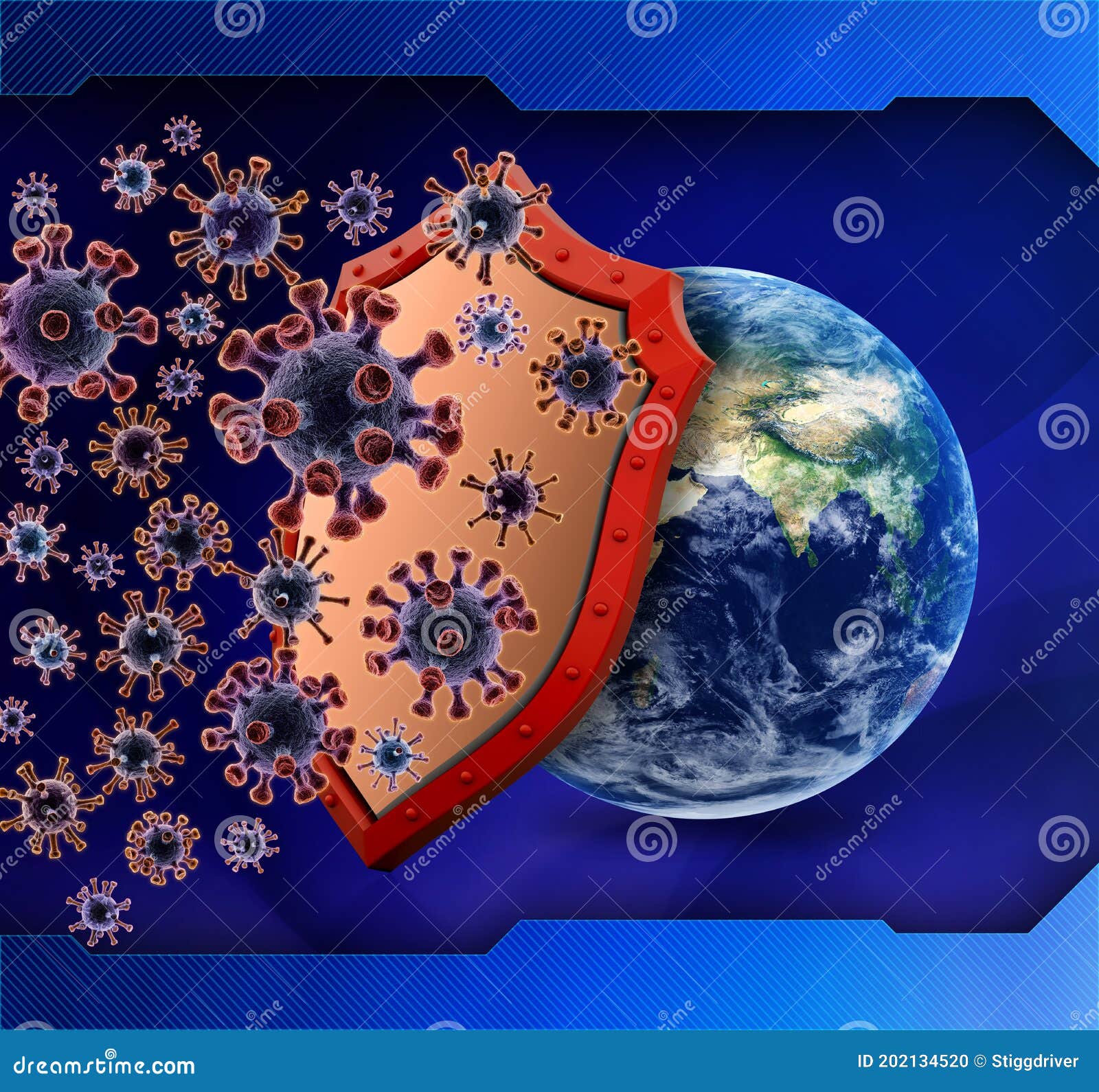 Earth Planet Infection and Protection 3d Concept Stock Illustration ...
