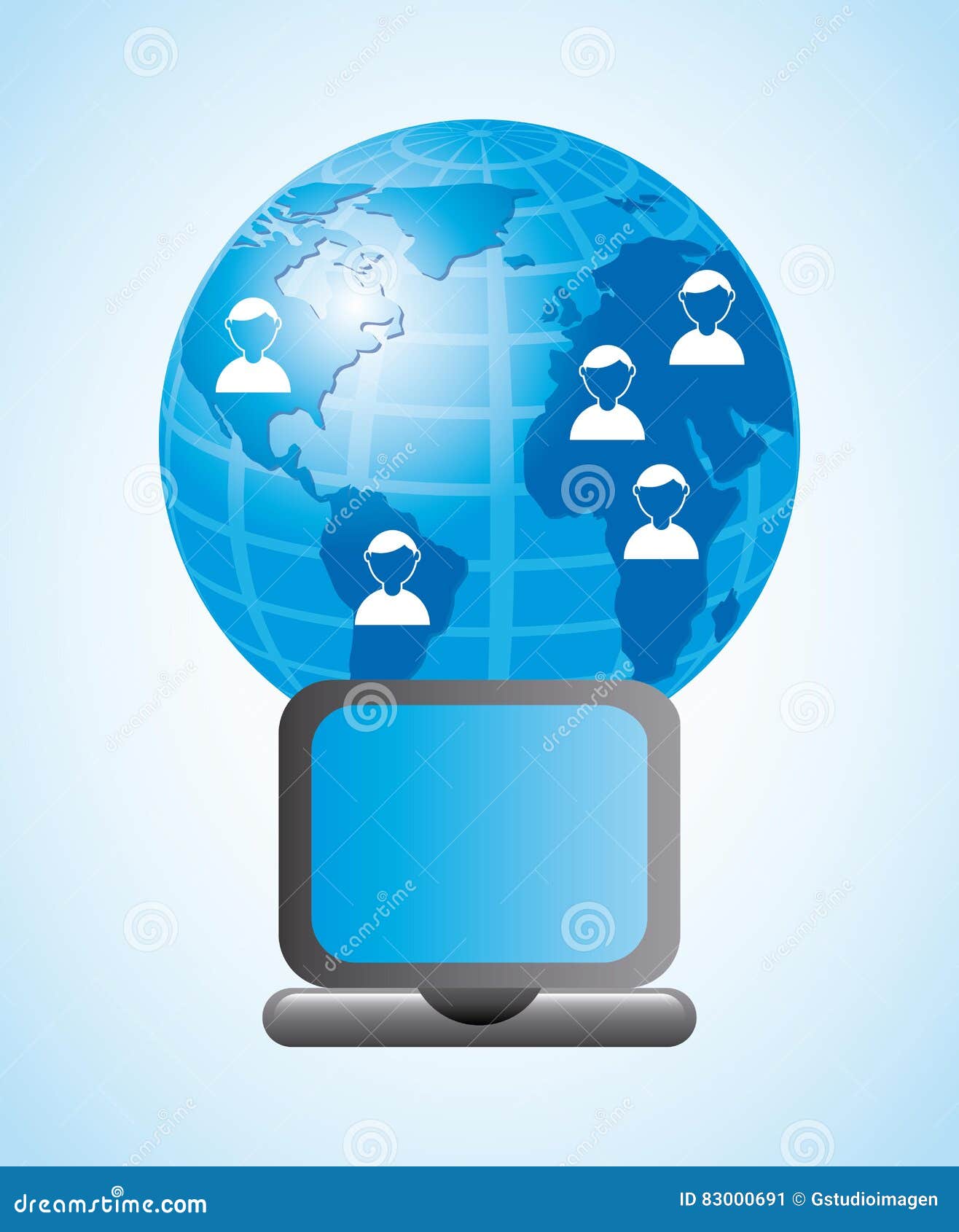 Earth Planet and Laptop Computer Stock Illustration - Illustration of ...