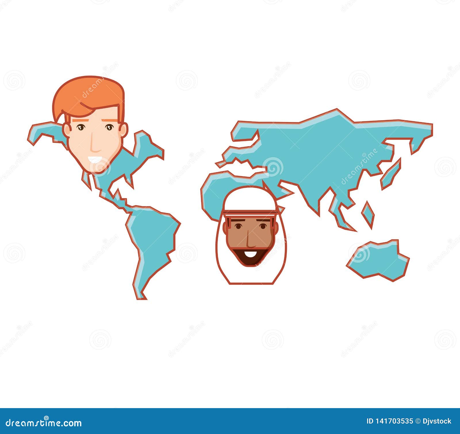 Earth Planet Map with Head of Men Stock Vector - Illustration of ...