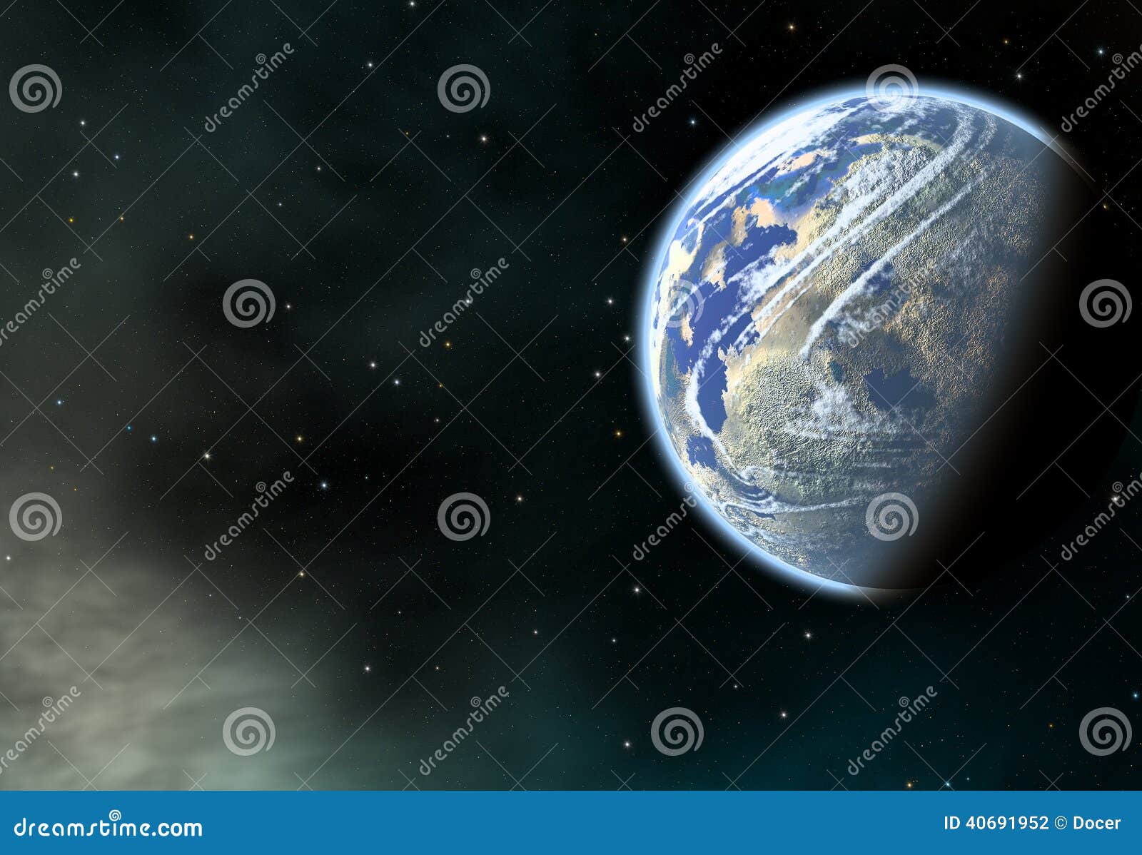Blue Planet One Side Shadow Cosmos Stars Backgrounds Stock Photos ...