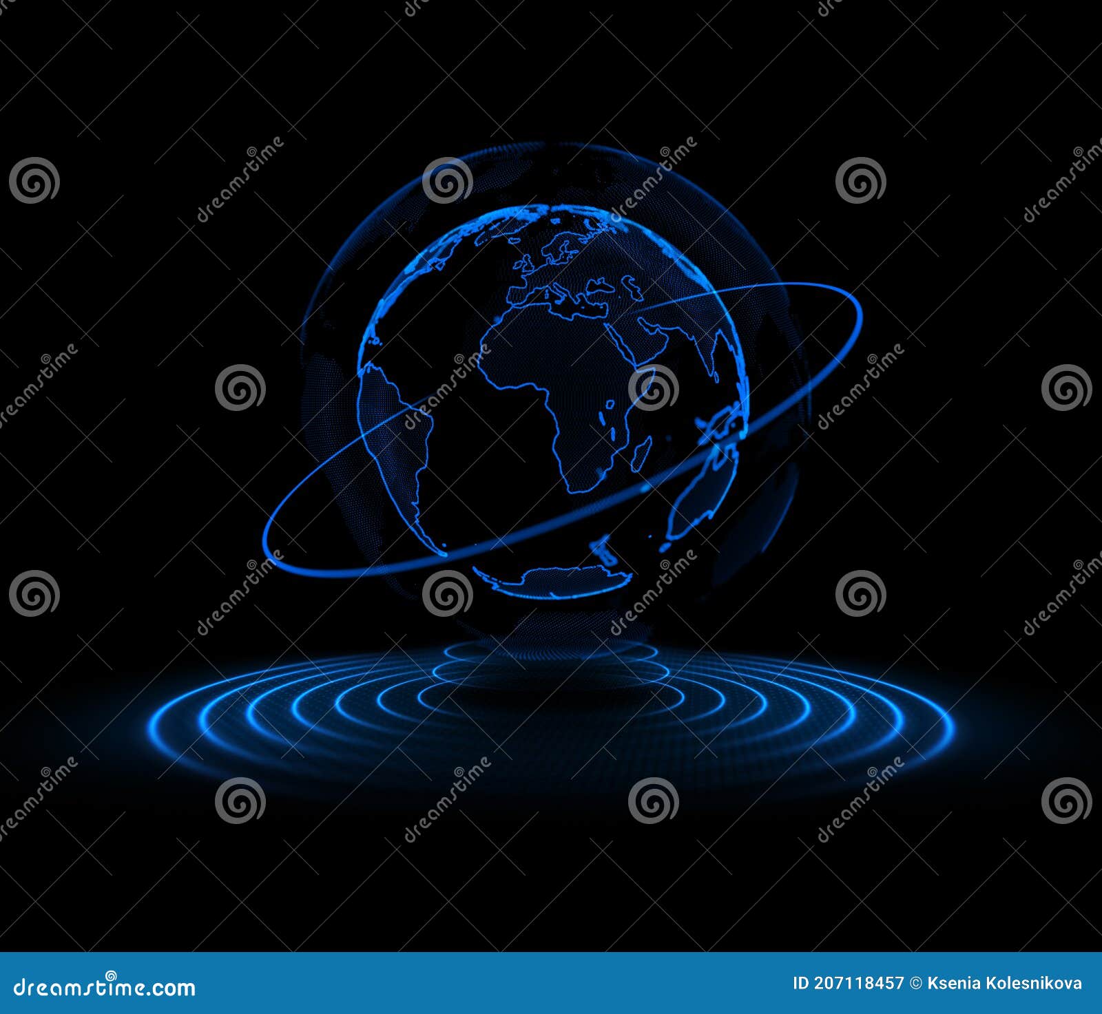 Earth Planet with Orbit. 3d Render Illustration Stock Illustration ...