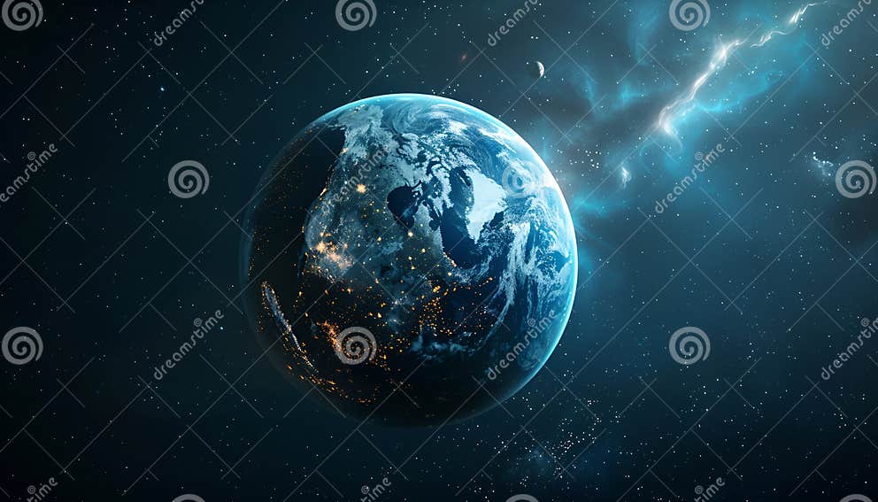Earth Planet of Solar System. Data Exchange and Global Network Over the ...