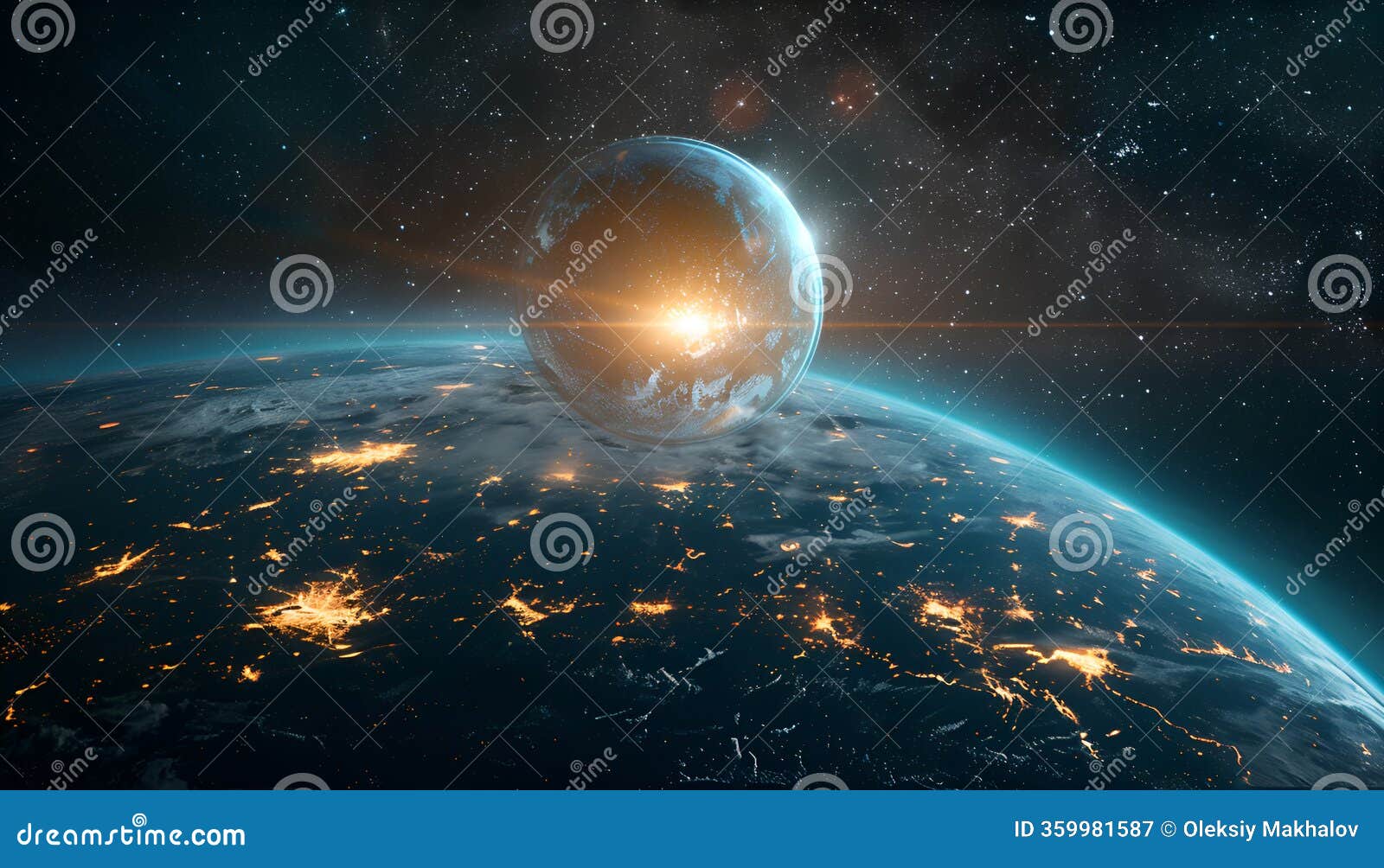 Earth Planet of Solar System. Data Exchange and Global Network Over the ...