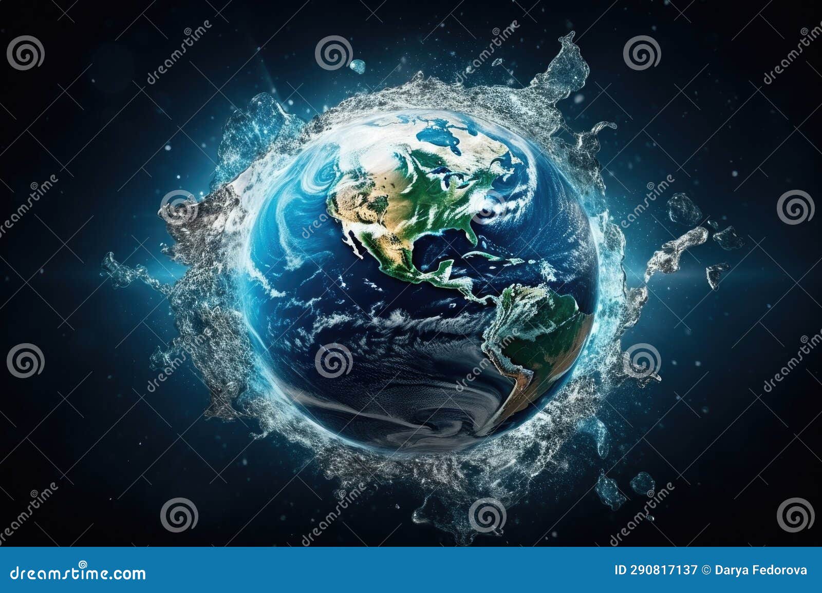 Earth Planet in Splash of Water. View of Outer Space Stock Image ...