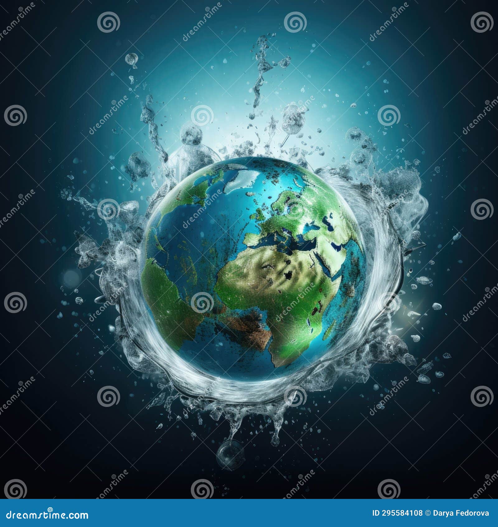 Earth Planet in Splash of Water. View of Outer Space Stock Photo ...