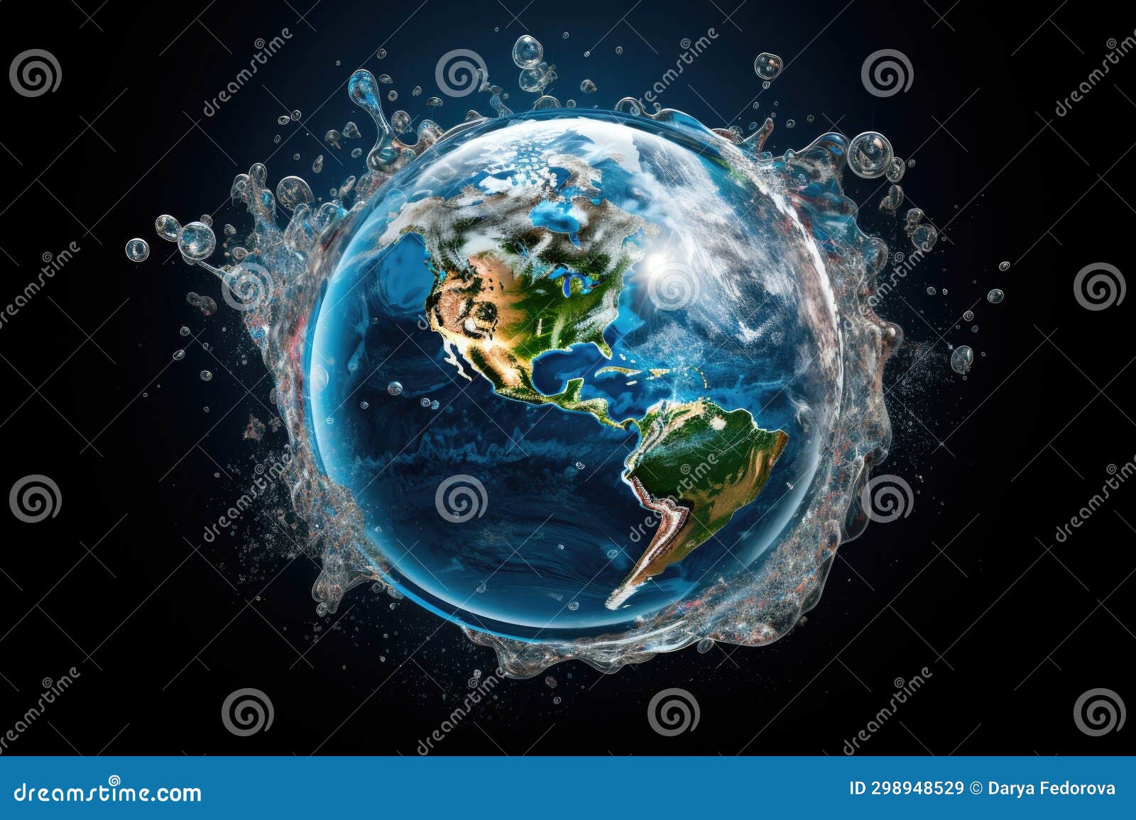 Earth Planet in Splash of Water. View of Outer Space Stock Illustration ...