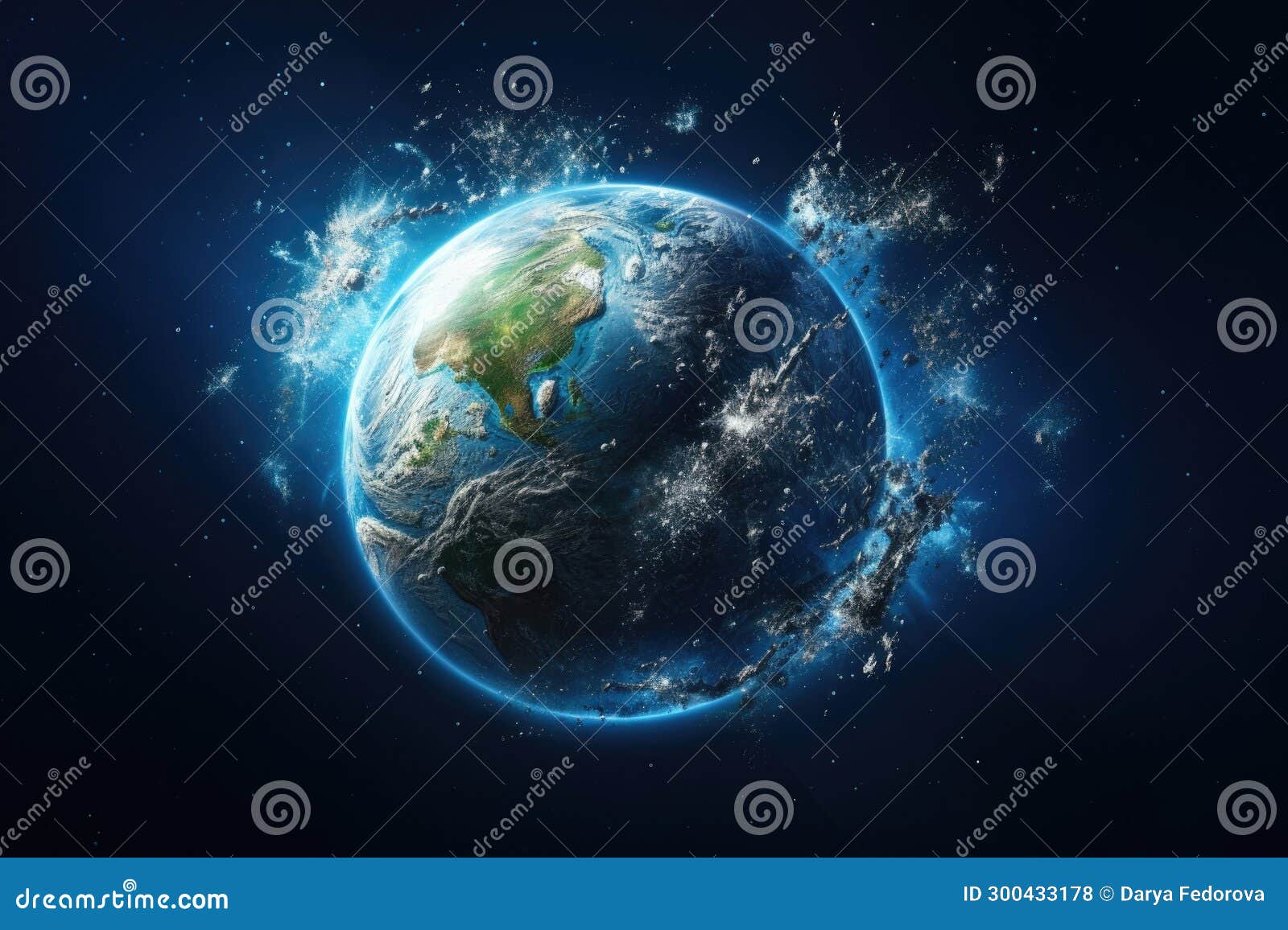 Earth Planet in Splash of Water. View of Outer Space Stock Photo ...