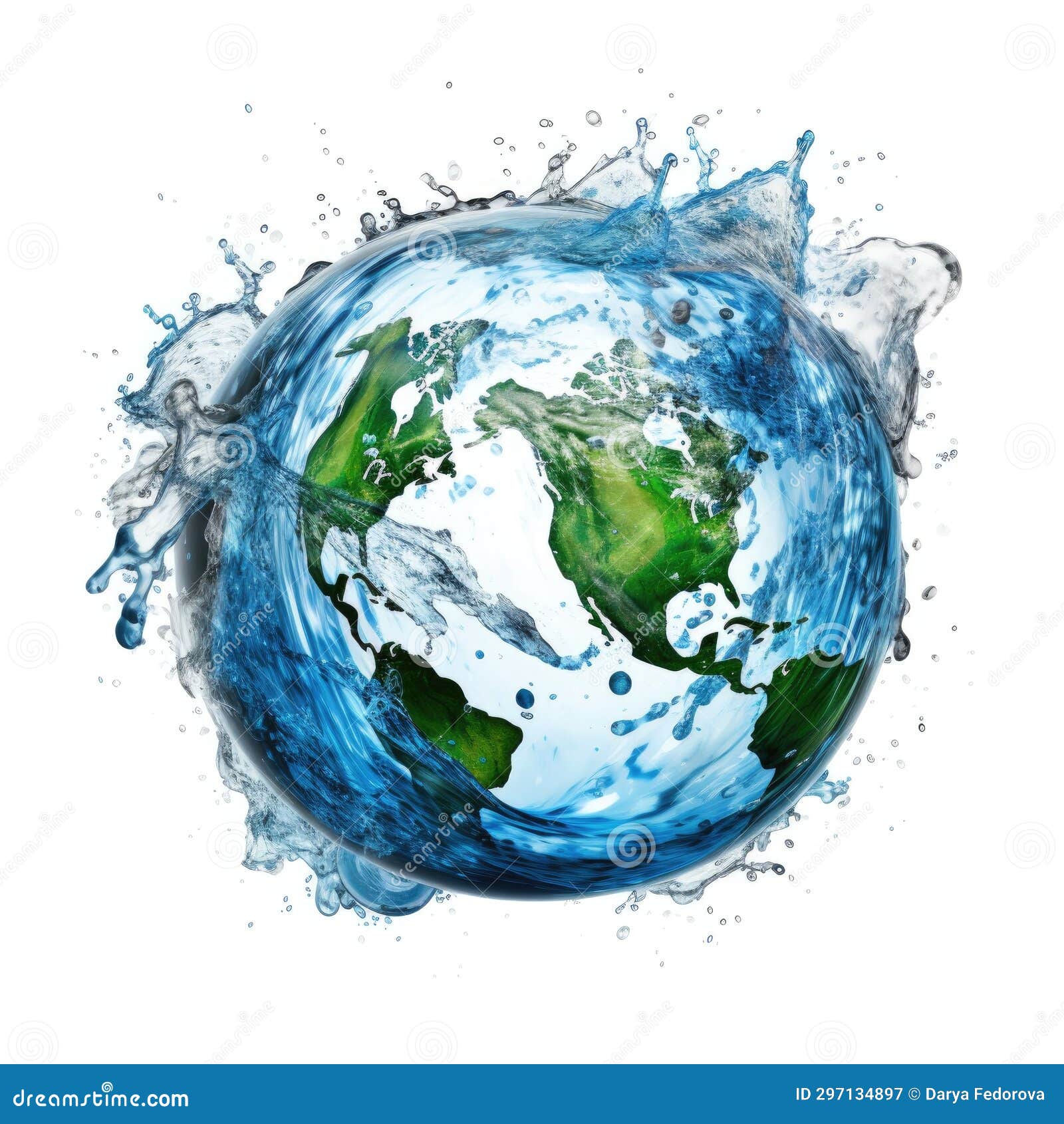 Earth Planet in Splash of Water on White Stock Image - Image of ...