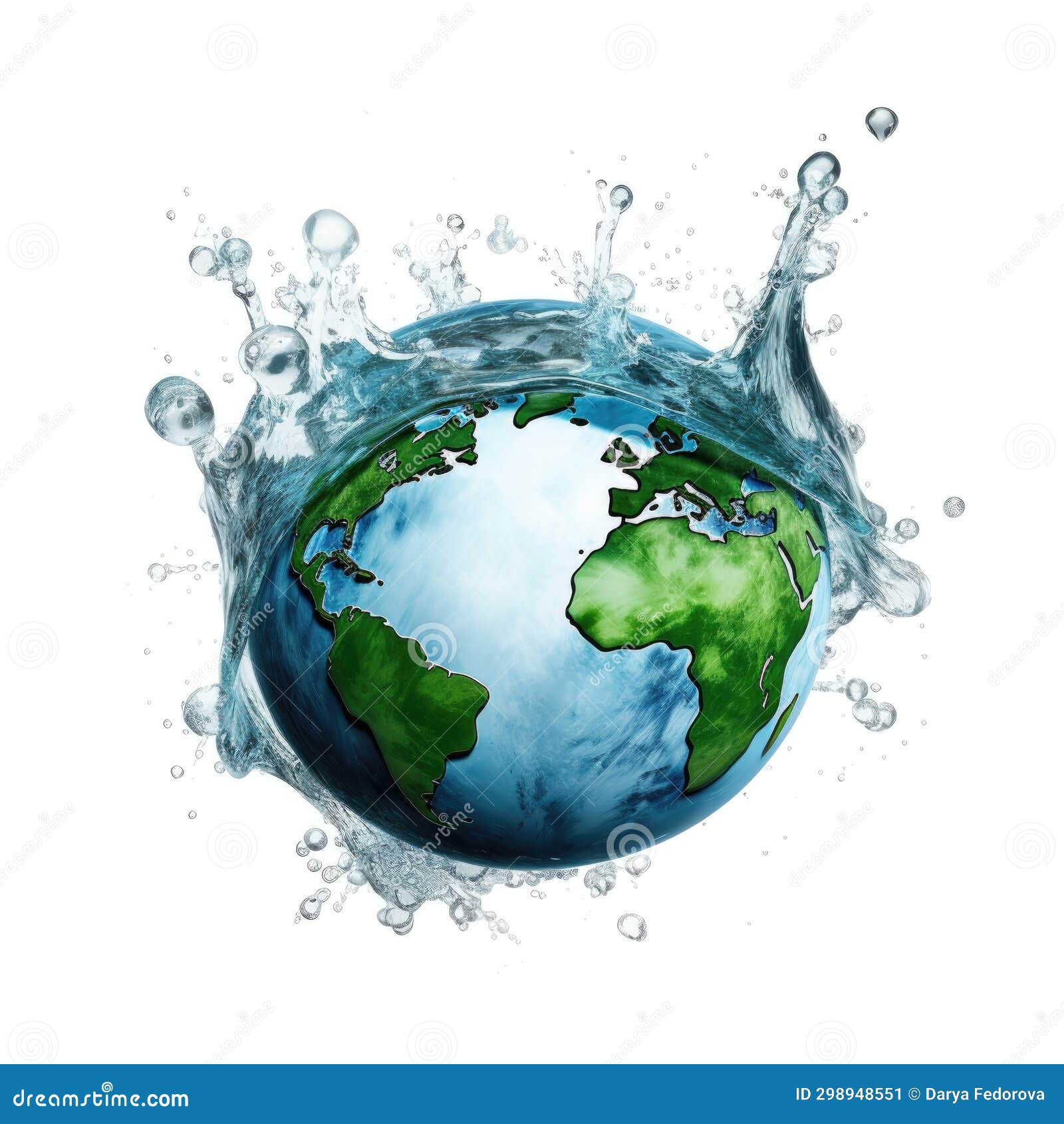 Earth Planet in Splash of Water on White Stock Image - Image of clear ...