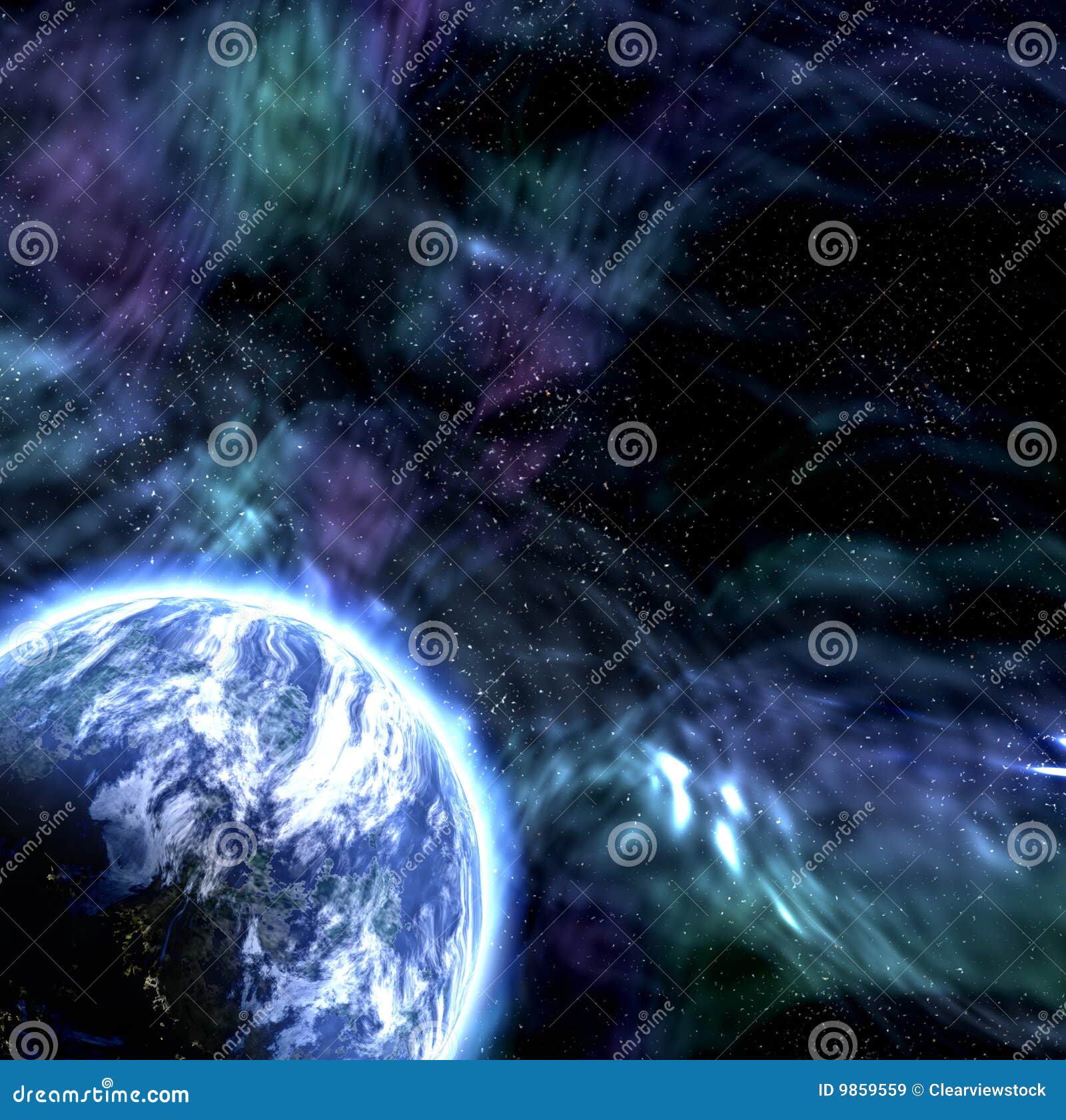 Earth Planet Stars in Deep Space Stock Vector - Illustration of outer ...
