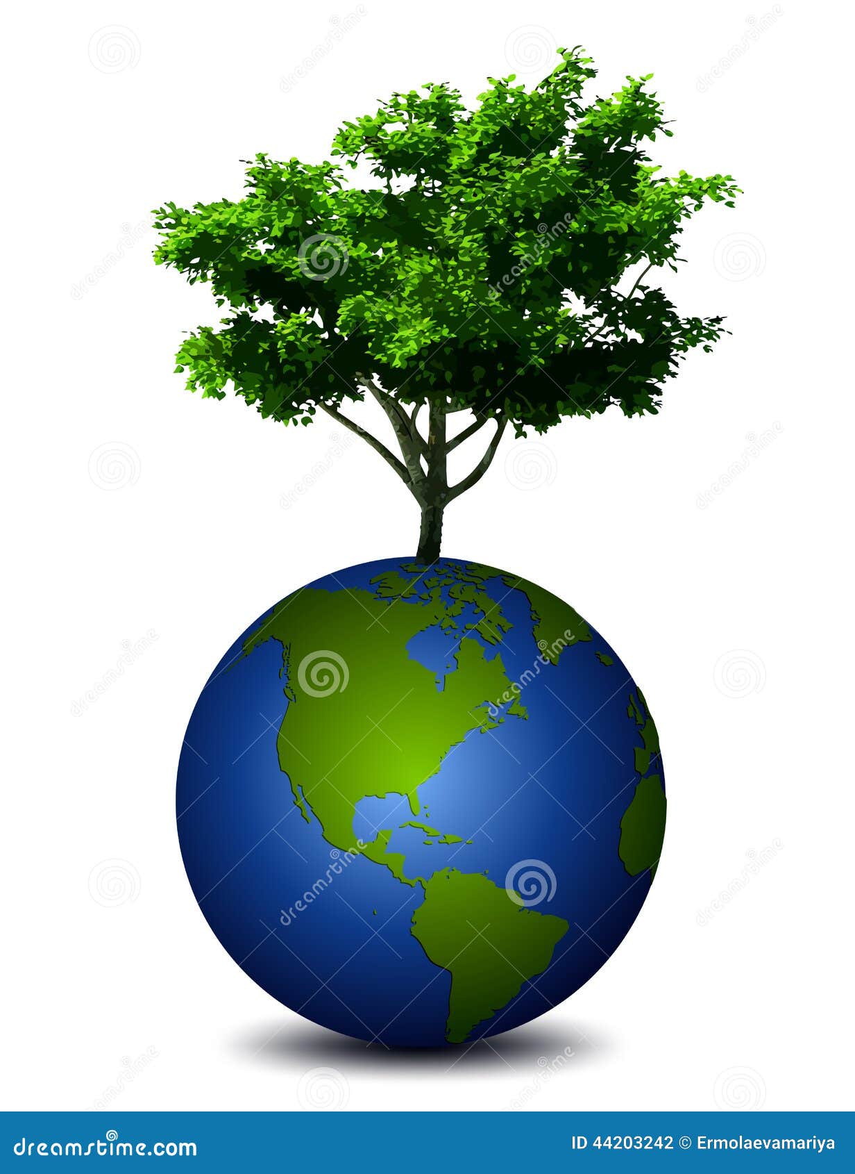 Earth Planet with a Tree. Vector Stock Vector - Illustration of ...