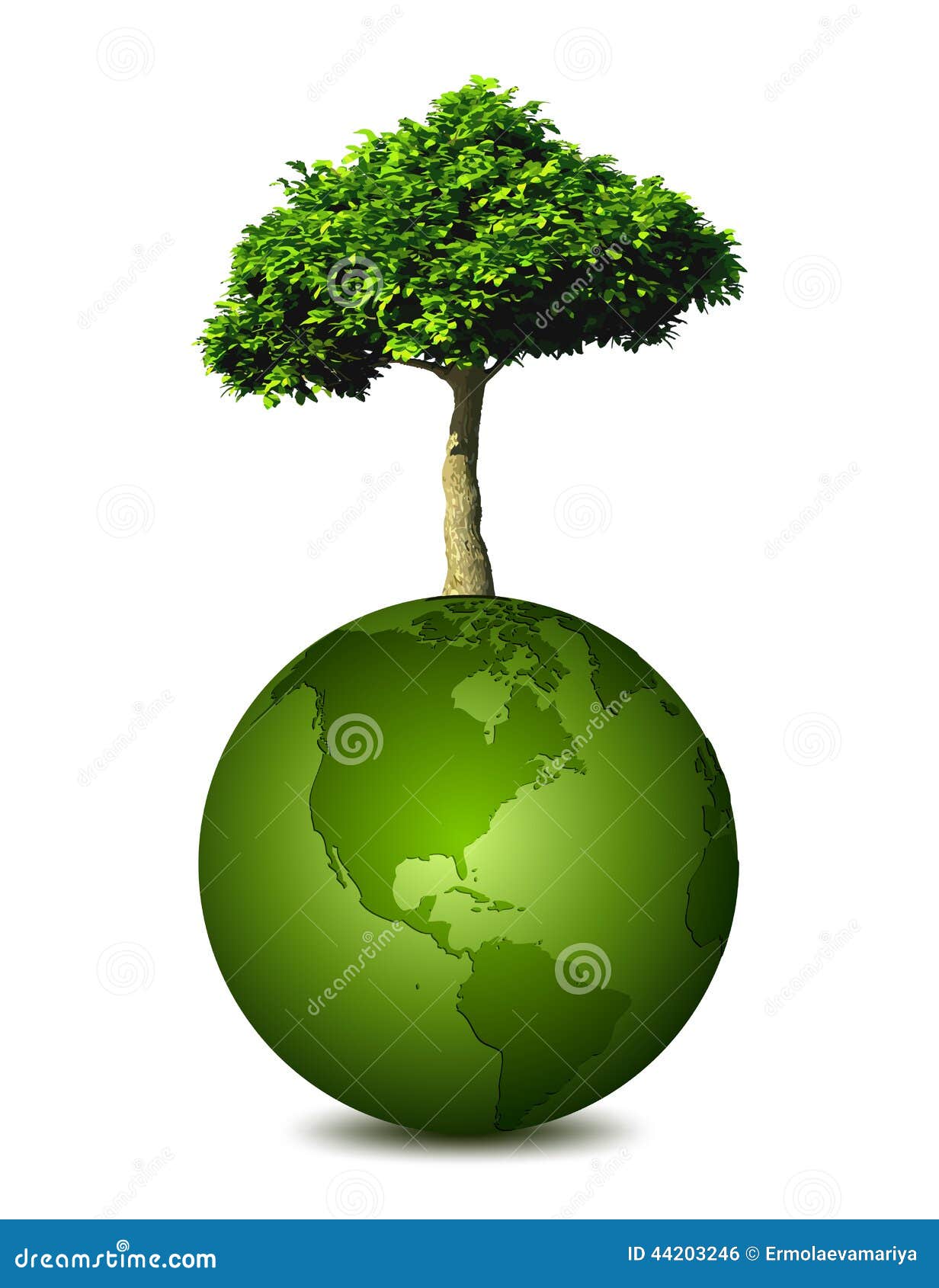 Earth Planet with a Tree. Vector Stock Vector - Illustration of earth ...