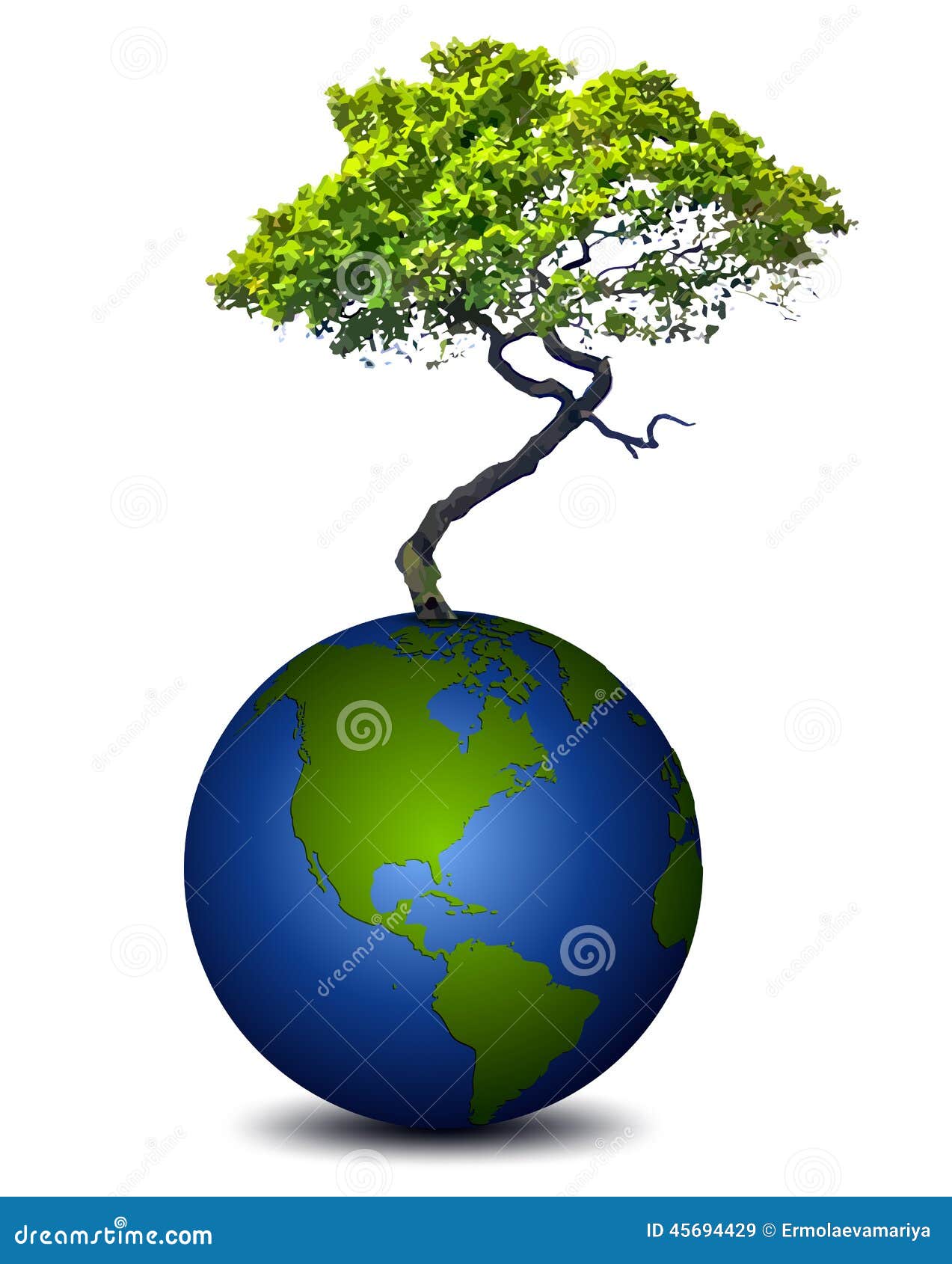 Earth Planet with a Tree. Vector Stock Vector - Illustration of concept ...