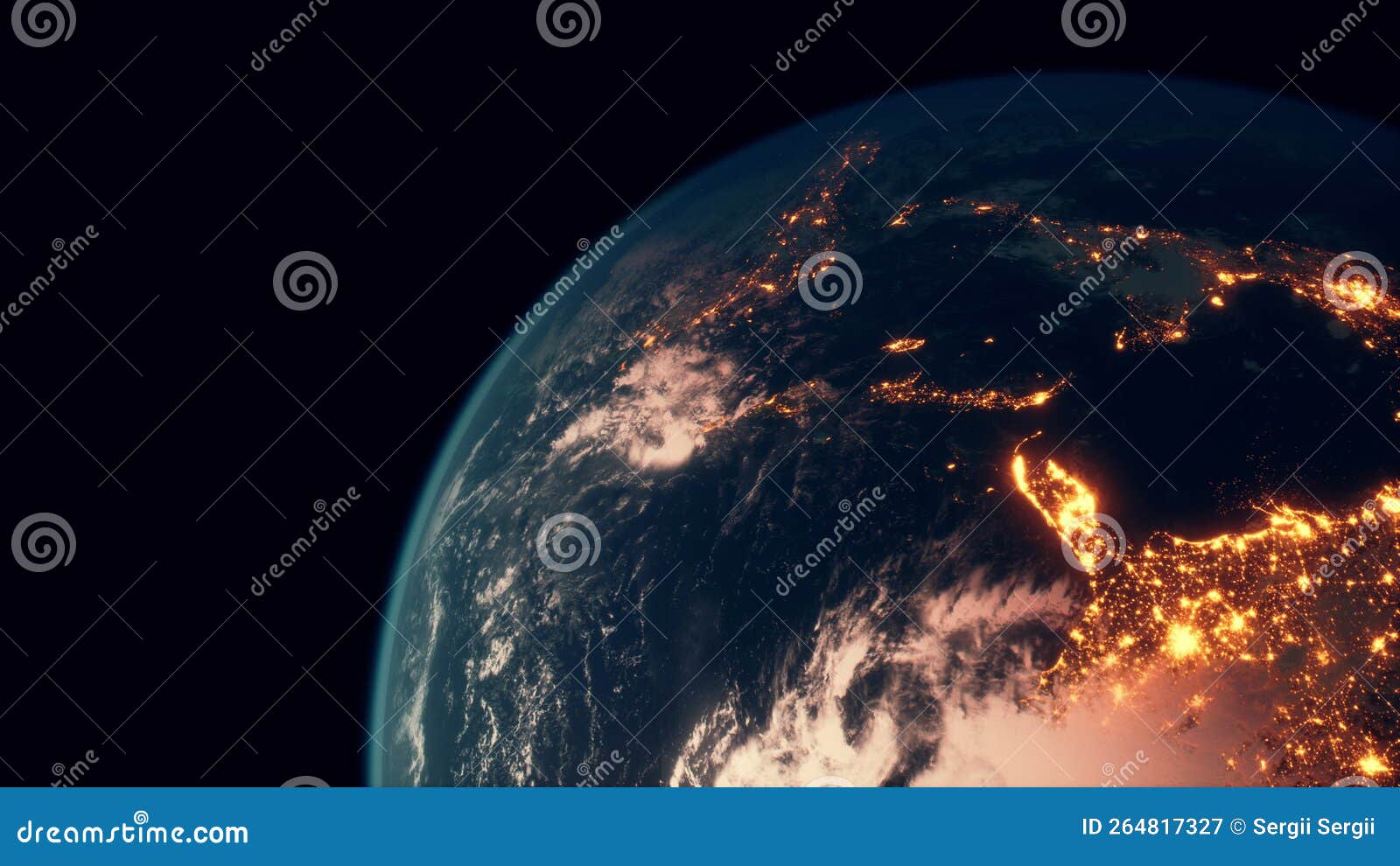 Earth Planet Viewed from Space at Night Showing the Lights of Countries ...