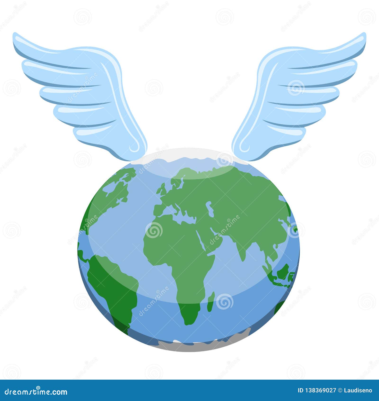 Earth planet with wings stock vector. Illustration of happy - 138369027