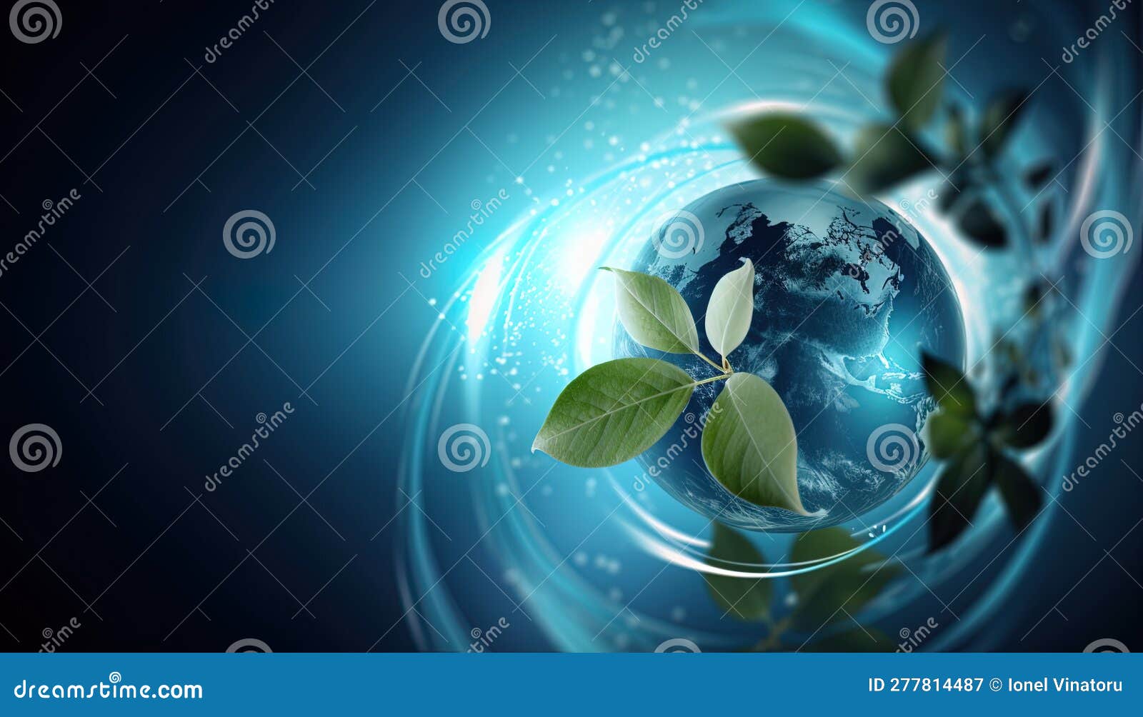 Earth Planet with World Map on Blue Background and Empty Space ...