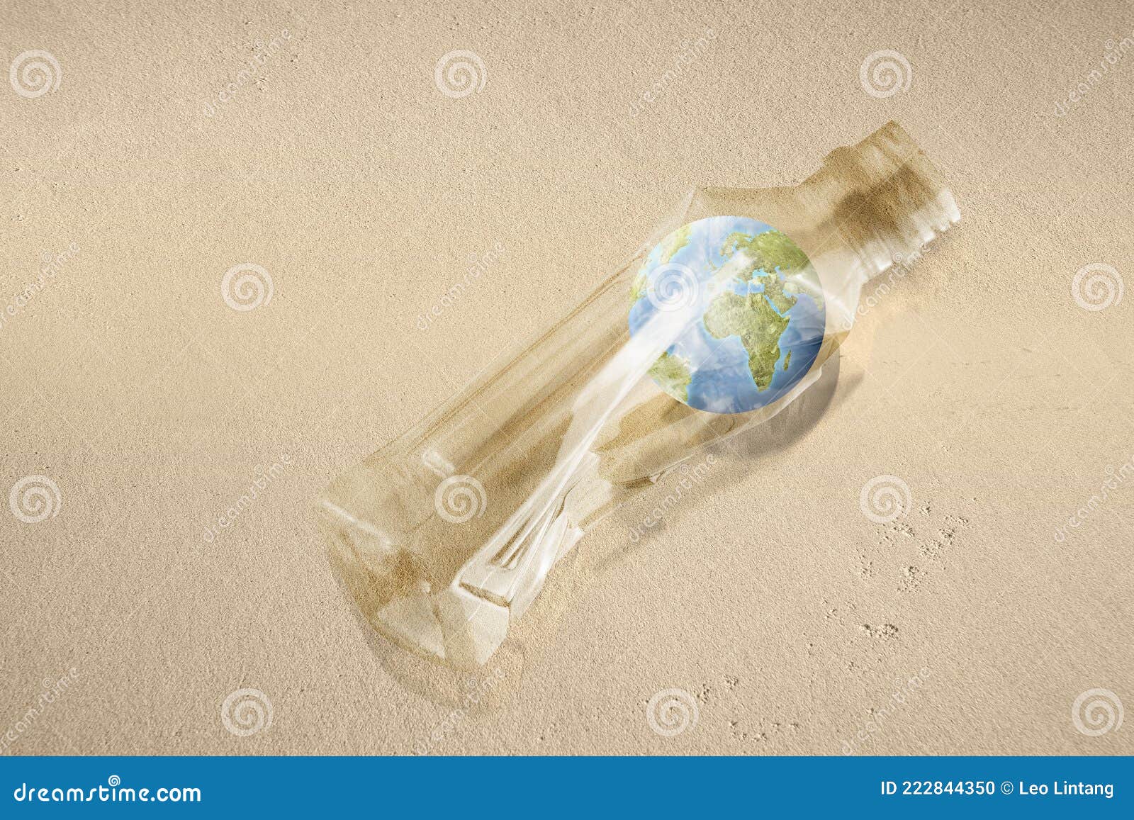 Earth in a Plastic Bottle on the Sandy Beach Stock Photo - Image of ...