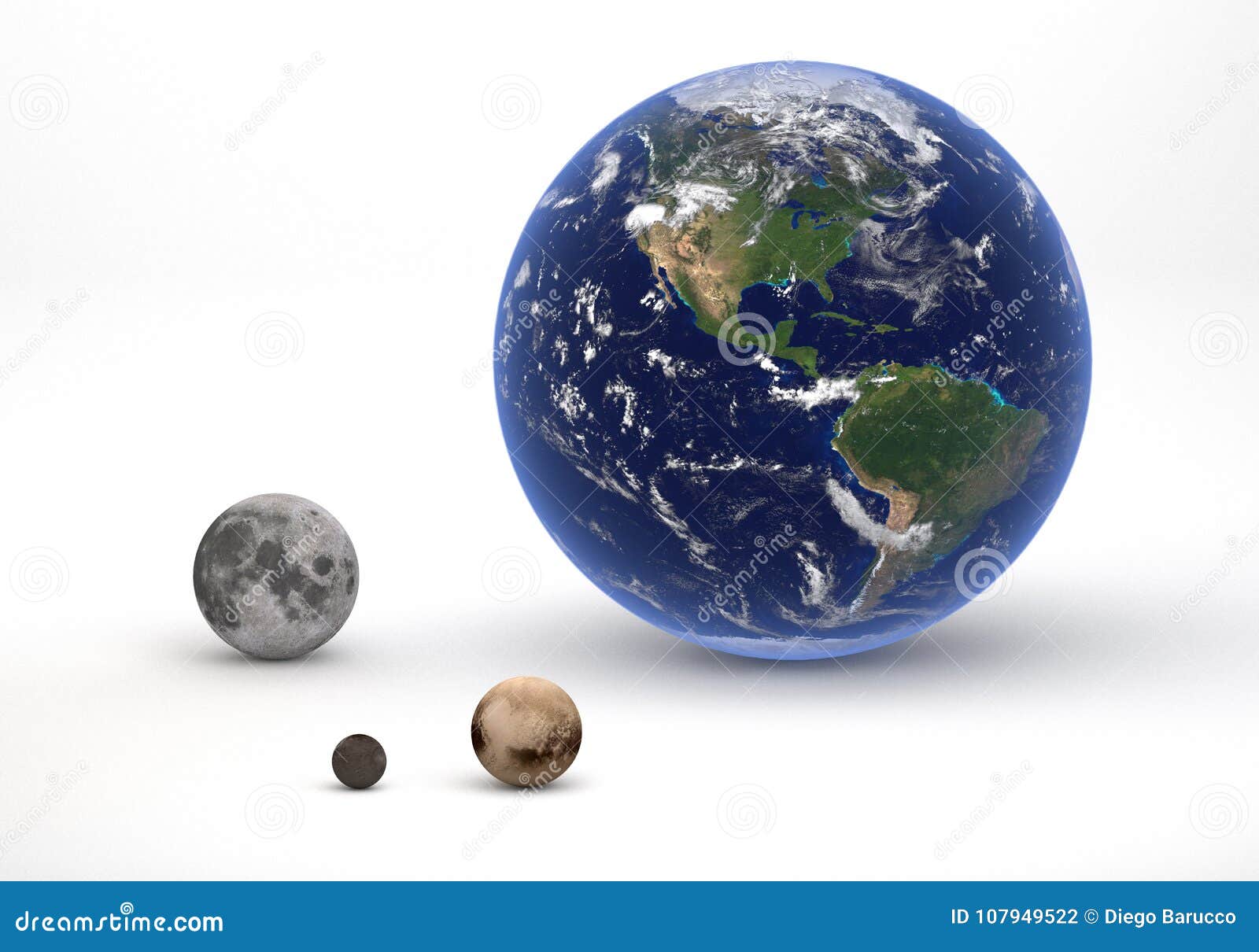 Earth and Pluto System Comparison Stock Illustration - Illustration of ...