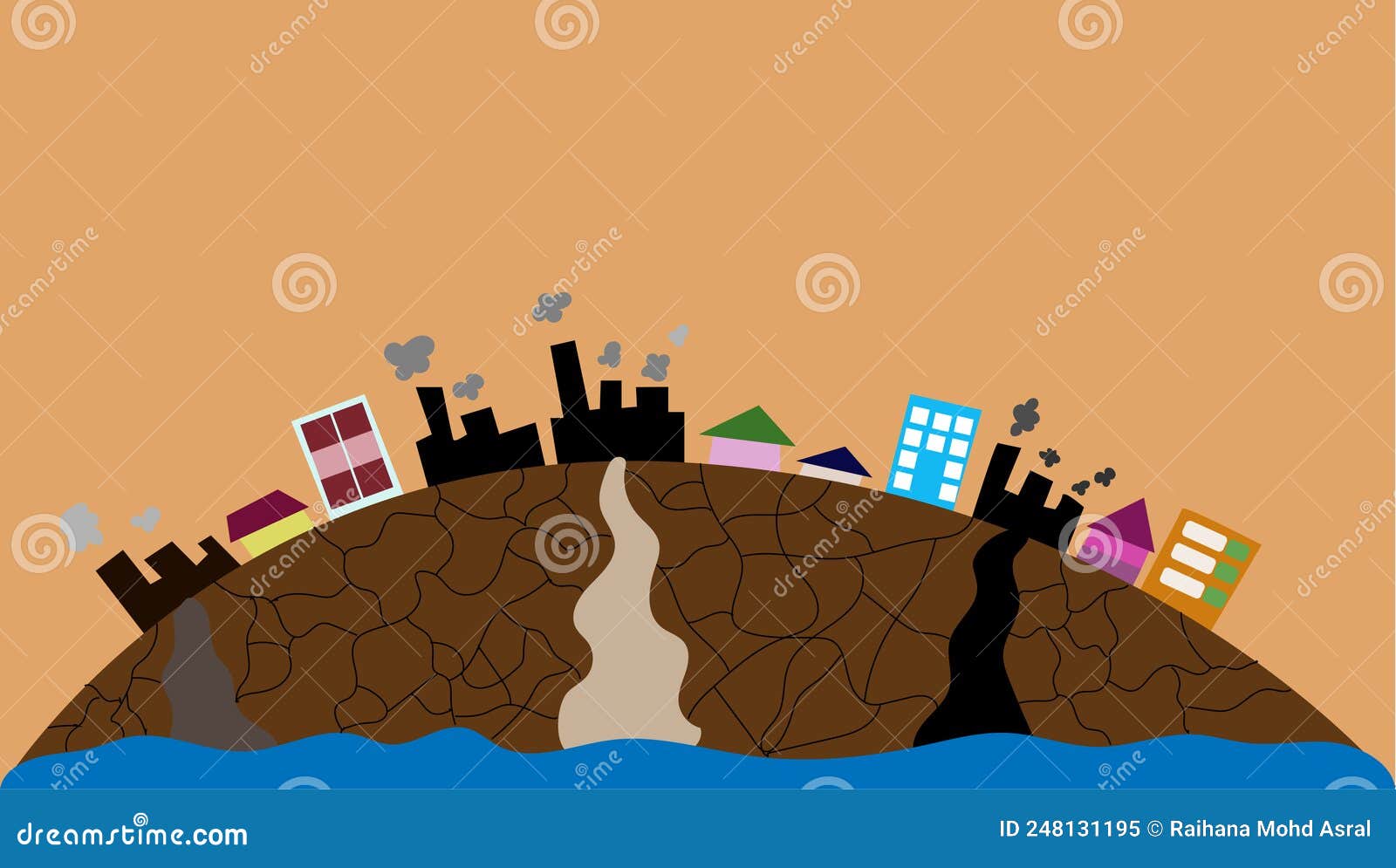 Illustration of Environmental Damage and Destroyed by Human Activities ...