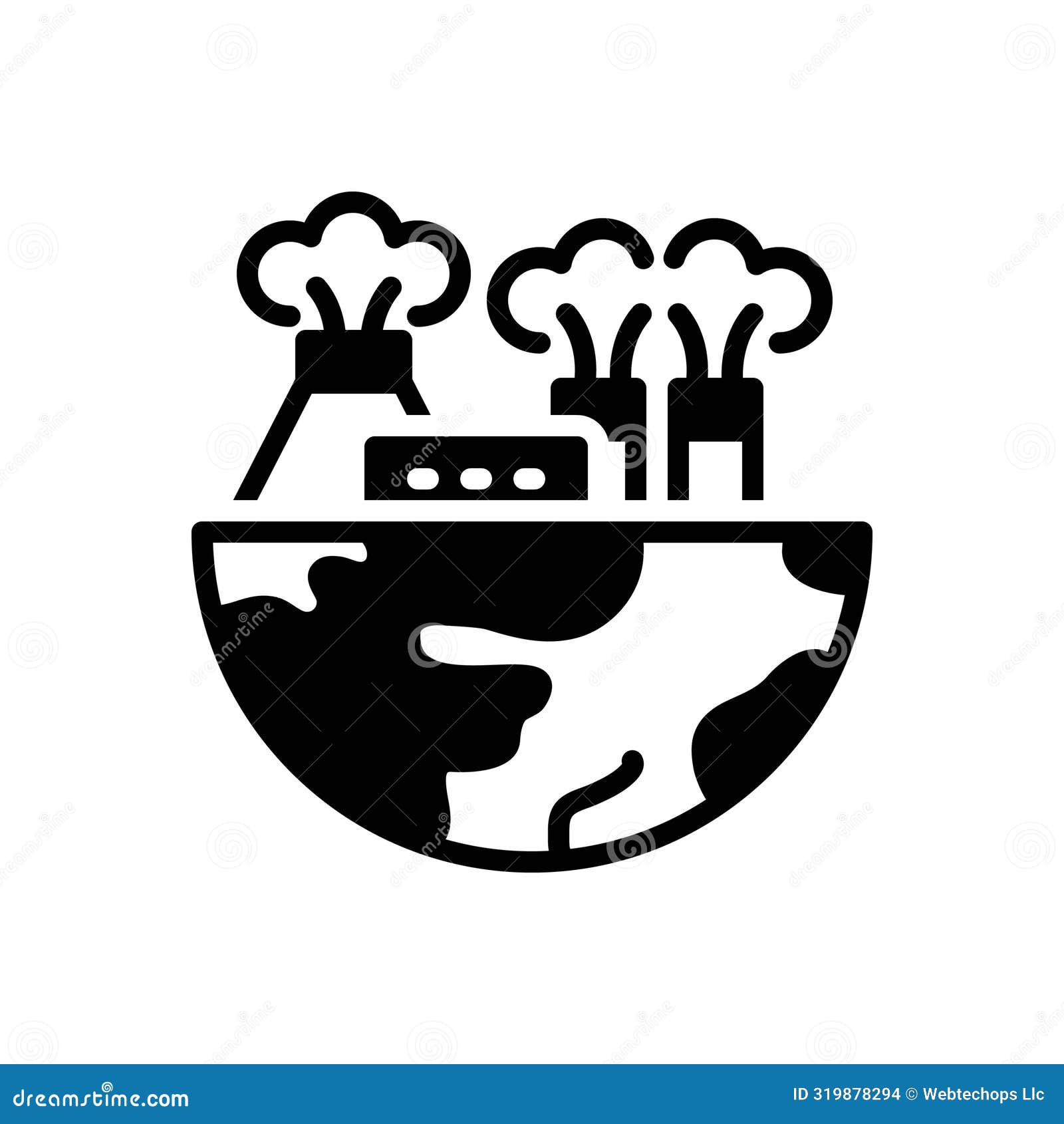 Black Solid Icon for Earth Pollution, Earth and Smoke5 Stock ...