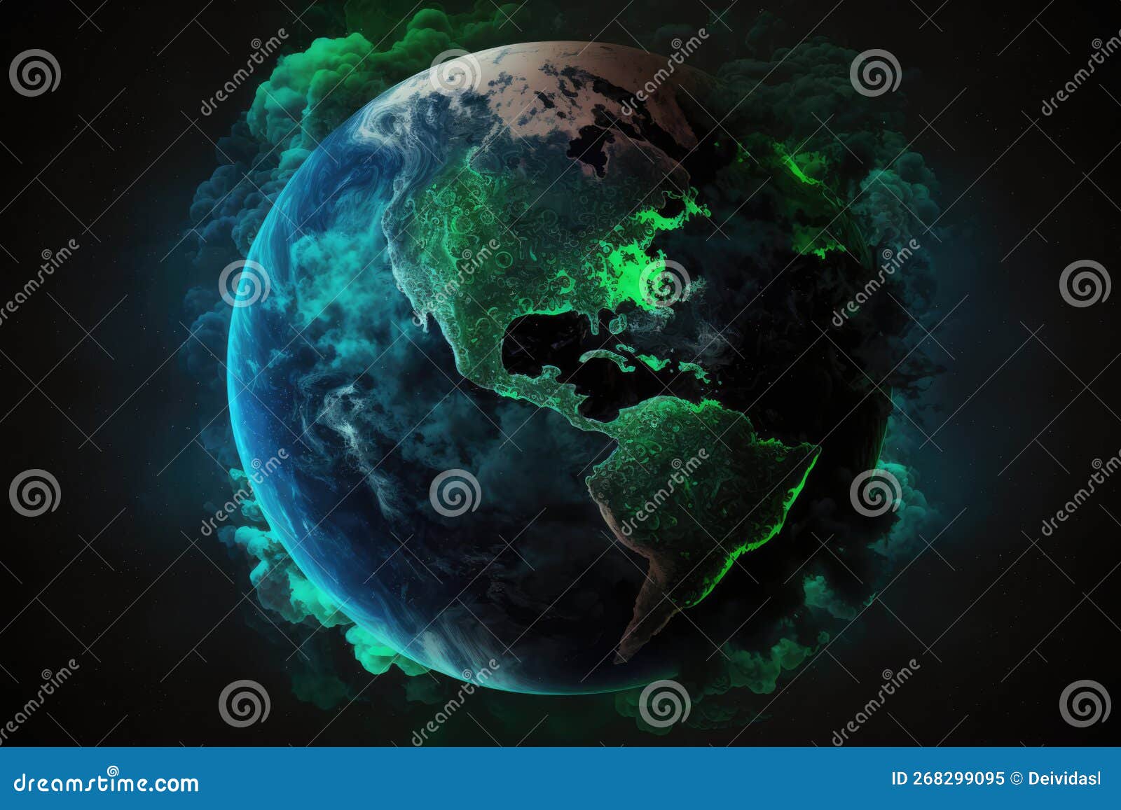 Earth Pollution Map Visible from Space. Generative Ai Illustration ...