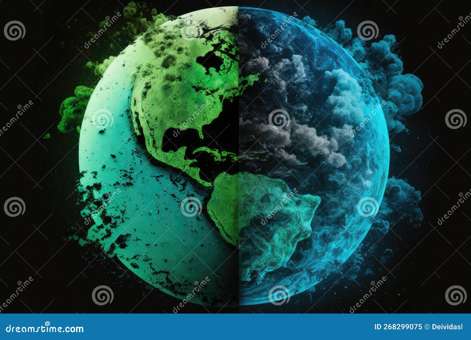 Earth Pollution Map Visible from Space. Generative Ai Illustration ...
