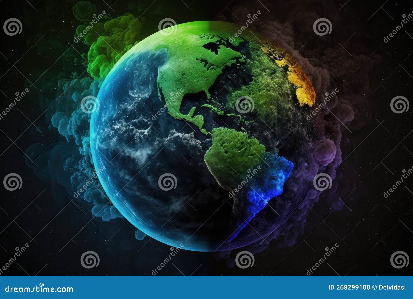 Earth Pollution Map Visible from Space. Generative Ai Illustration ...