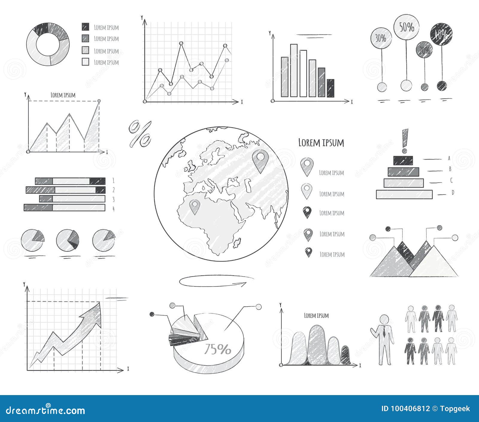 Earth Population Statistics Charts Illustration Stock Vector ...