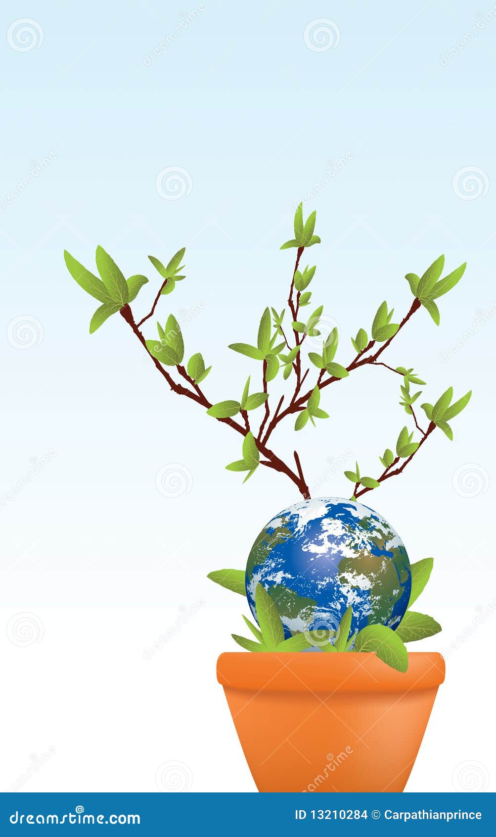 Earth pot stock vector. Illustration of branch, land - 13210284