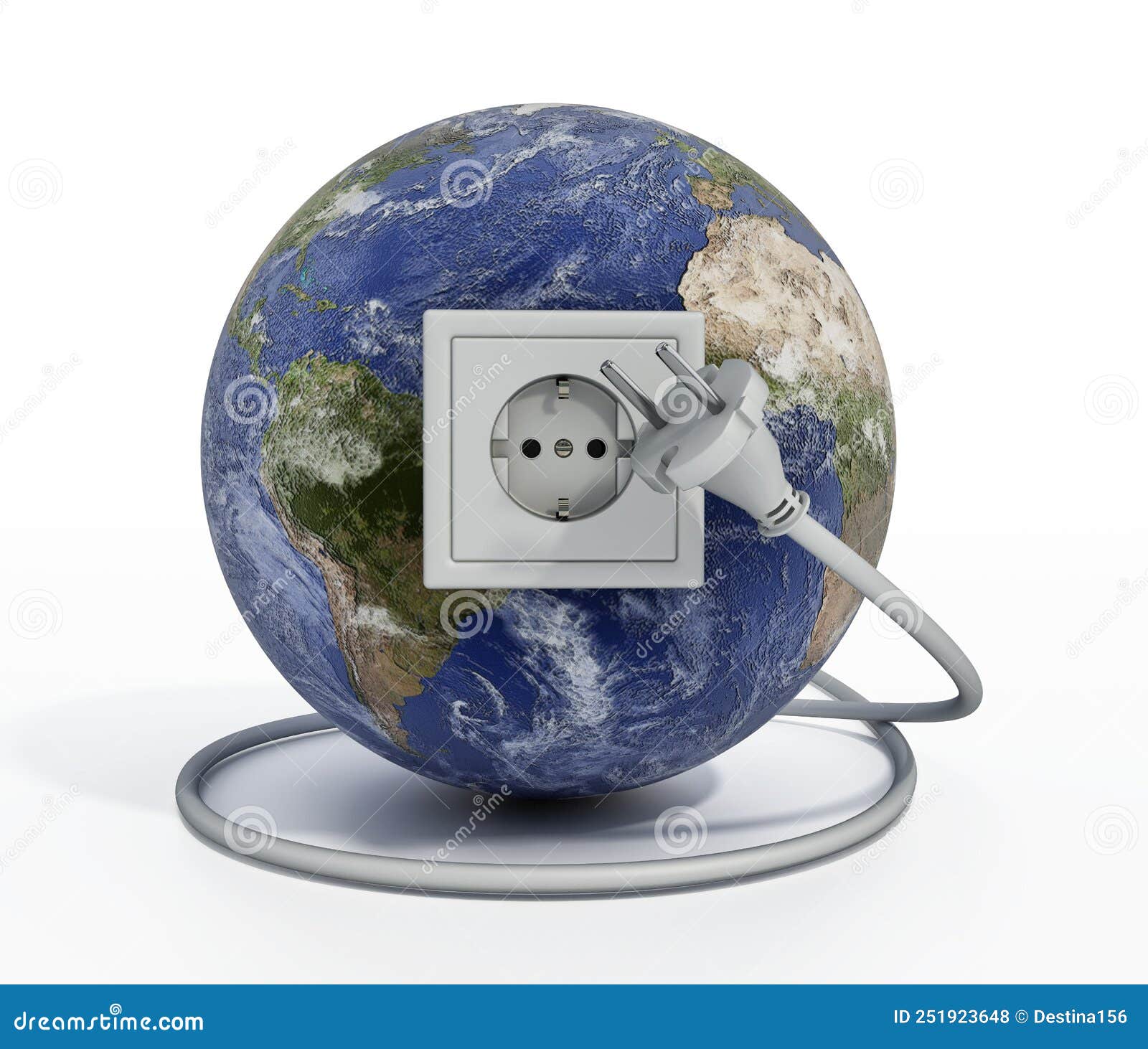 Earth with Power Socket and Plug. 3D Illustration Stock Illustration ...
