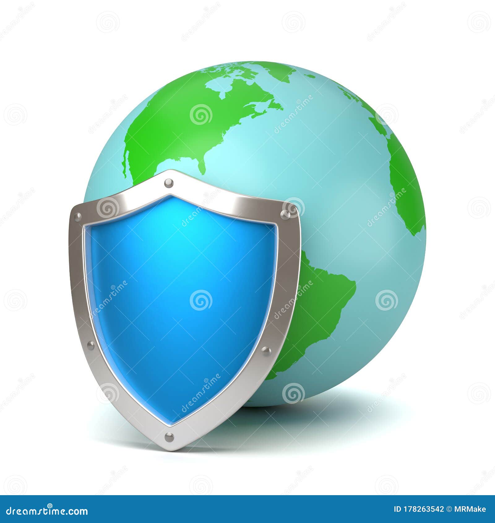 Earth Protected by a Blue Metallic Shield Stock Illustration ...