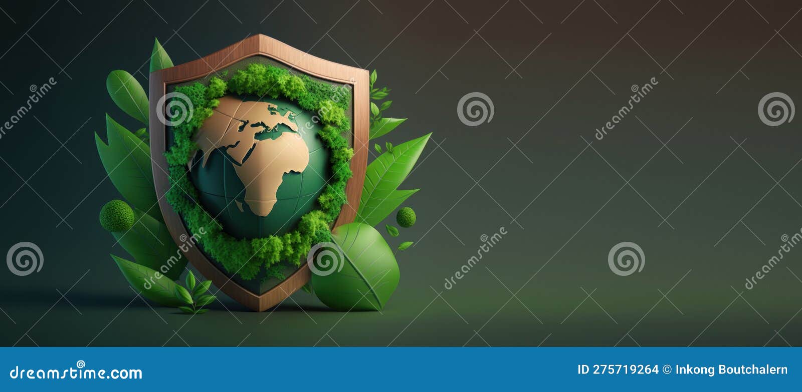 Earth with Protection Shield Banner with Copy Space, Save the World ...