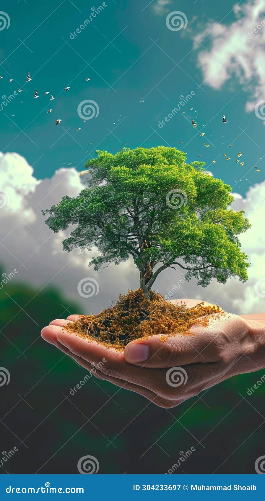 Earth Protector Concept of Saving the World with a Tree in Hand Stock ...