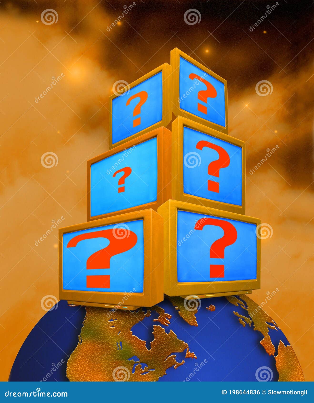 The Earth and Question Marks, Symbolic Image Stock Illustration ...