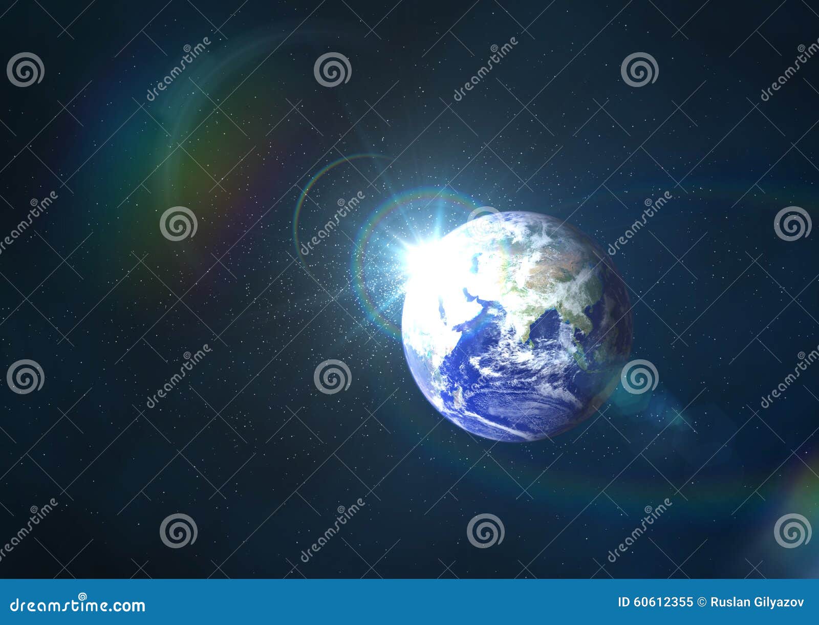 Earth with the rays stock illustration. Illustration of global - 60612355