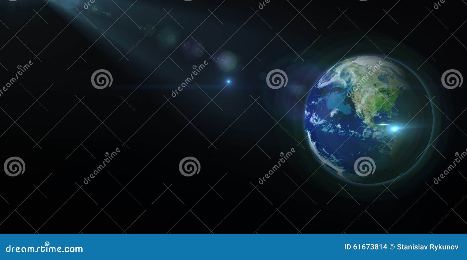 The Earth in the Rays of Light Stock Illustration - Illustration of ...