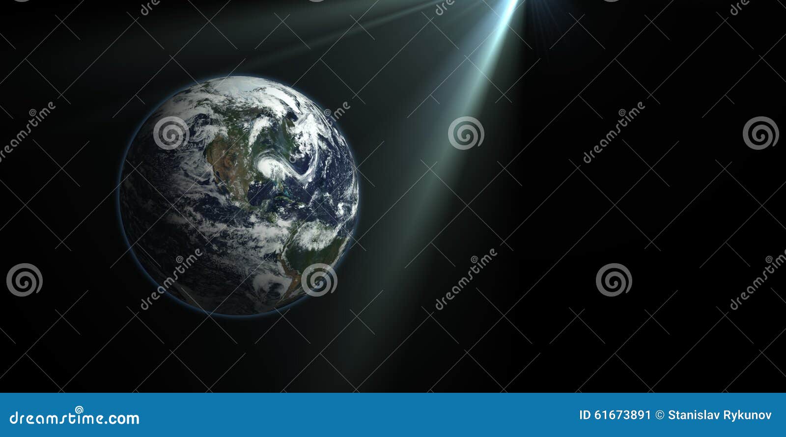 The Earth in the Rays of Light Stock Illustration - Illustration of ...