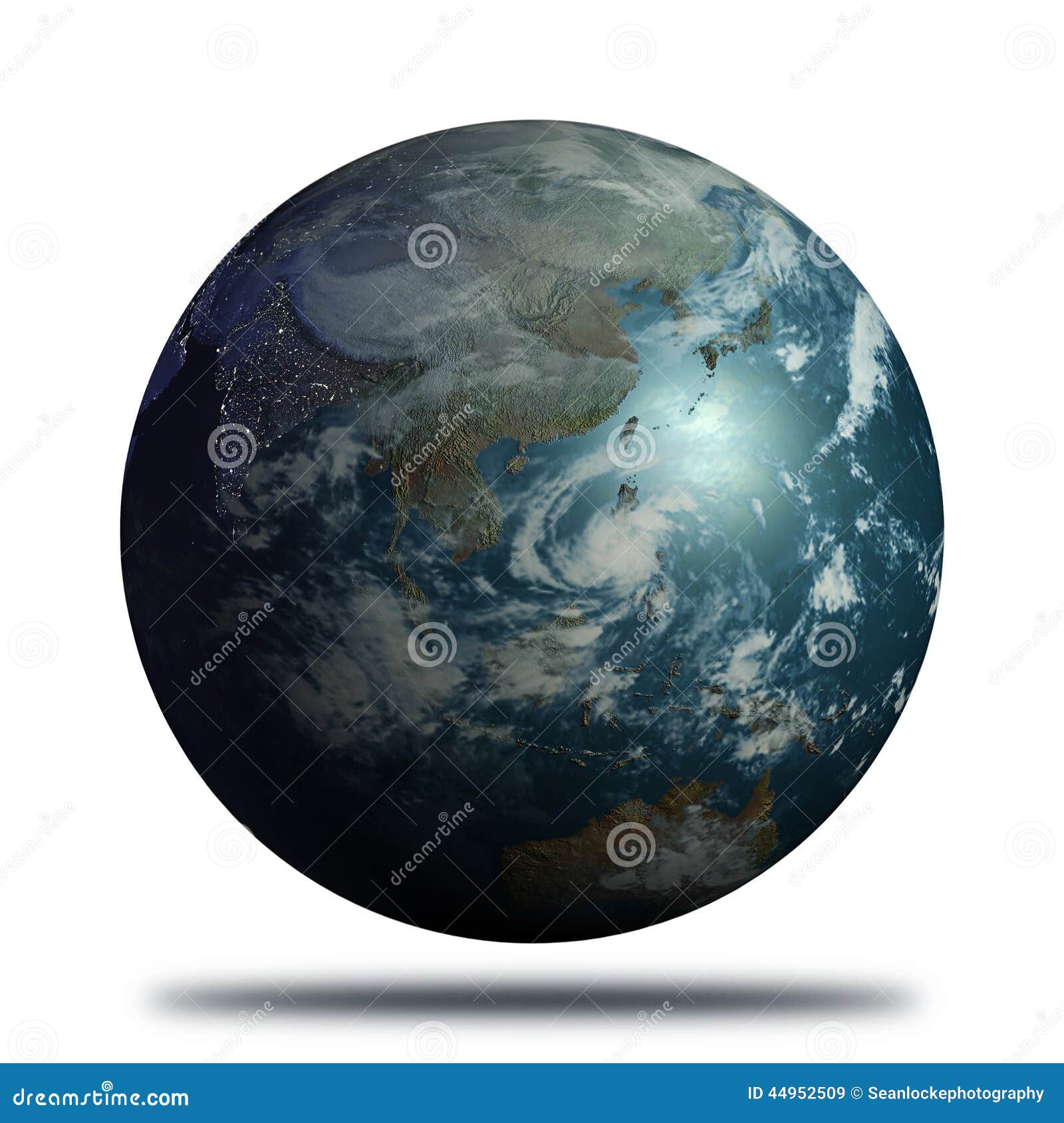 Earth: Realistic Earth View of Asia Stock Illustration - Illustration ...