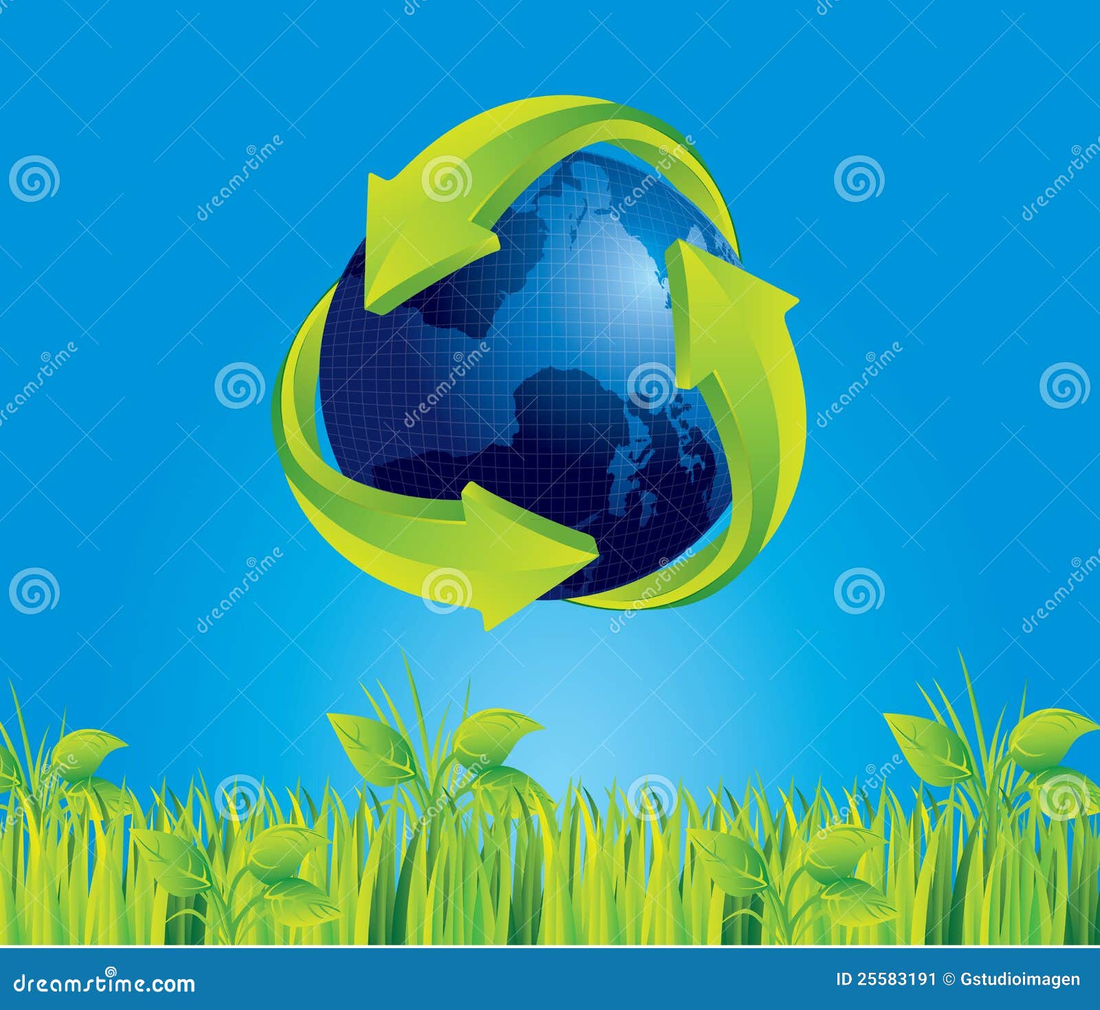 Earth and recycle stock vector. Illustration of grass - 25583191