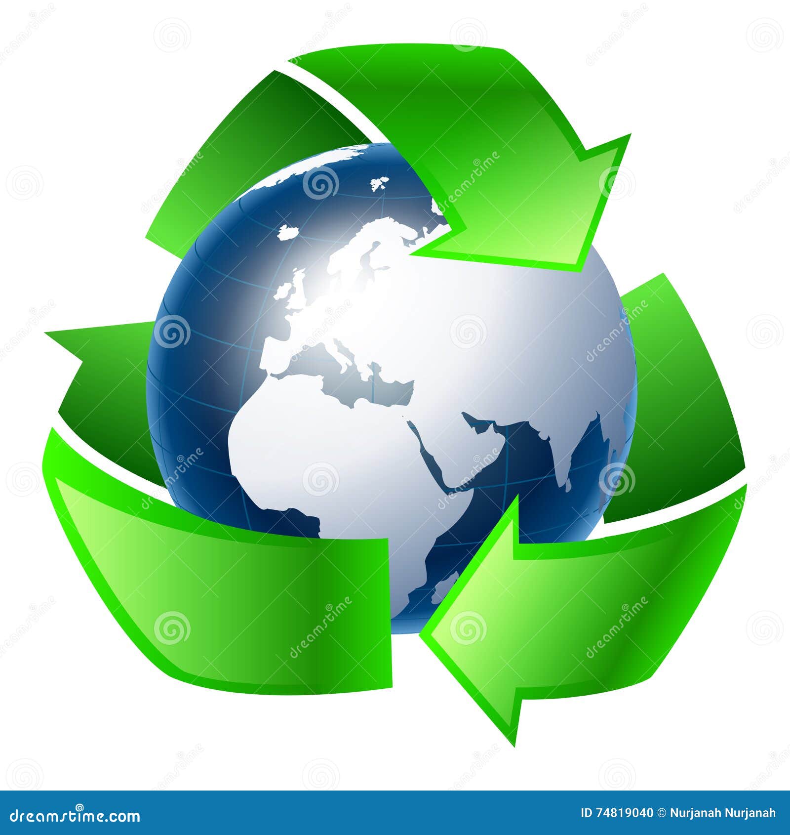 Earth in recycle symbol stock vector. Illustration of land - 74819040