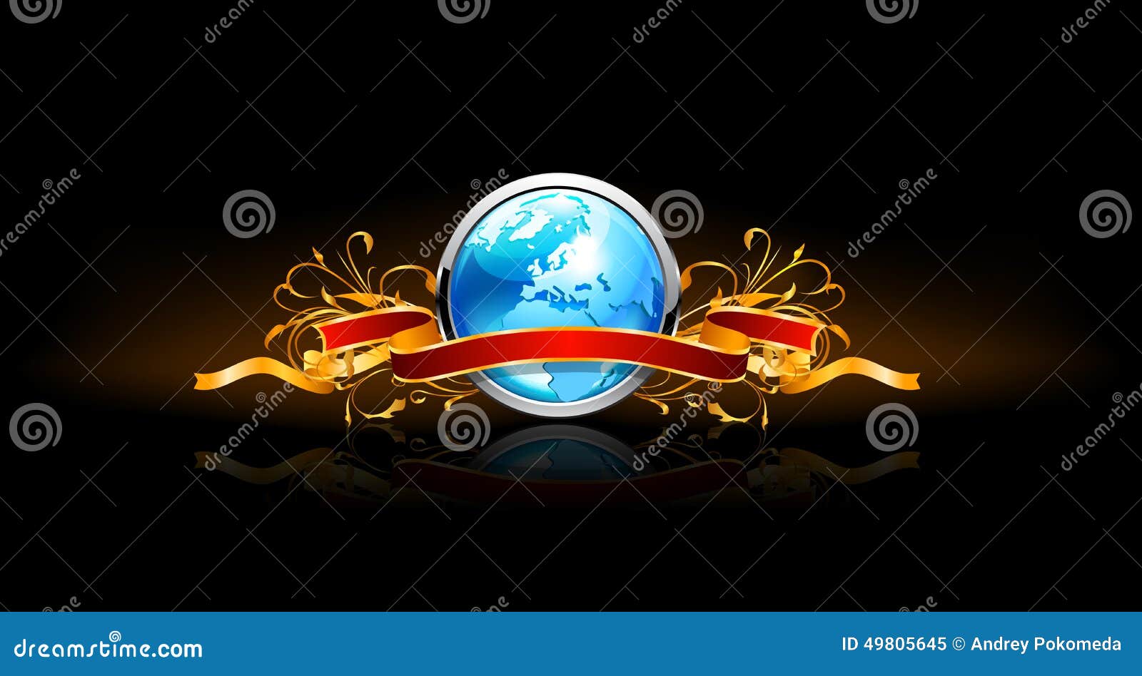 Earth with red ribbon. stock illustration. Illustration of environment ...