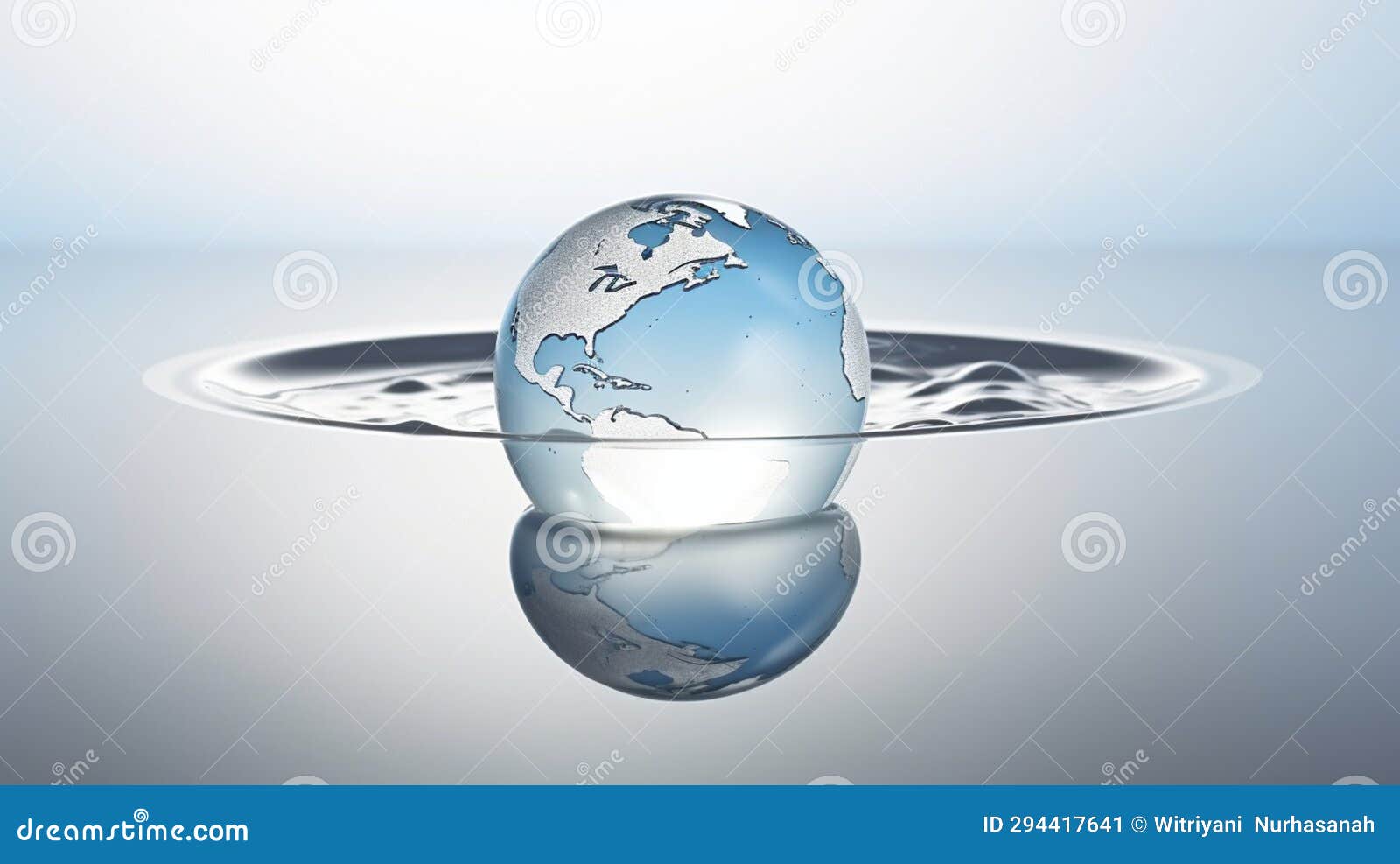 Earth Reflection on Water Drop. Generative Ai Stock Illustration ...