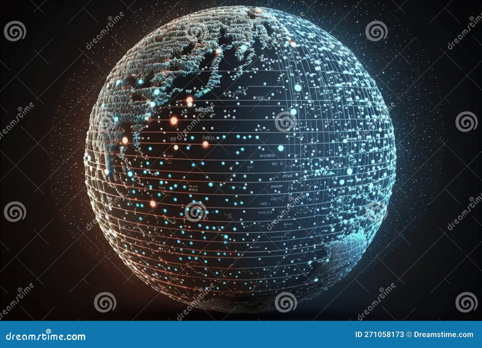 Earth Represented by Little Dots, Binary Code and Lines - Big Data ...