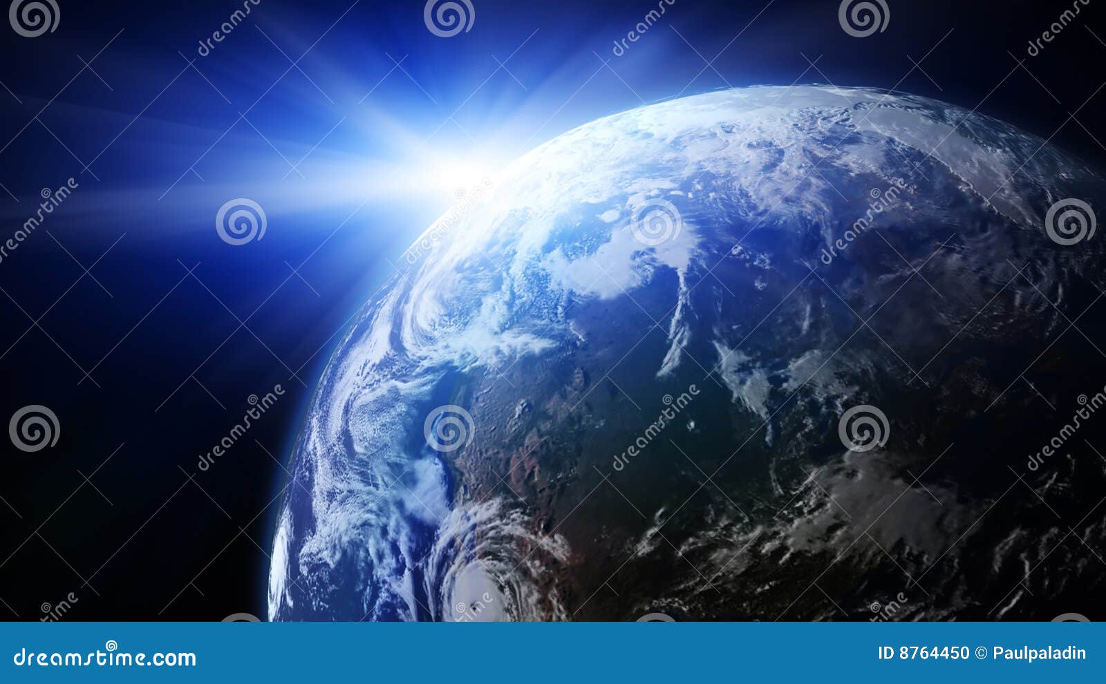 Earth with rising Sun stock illustration. Illustration of horizon - 8764450