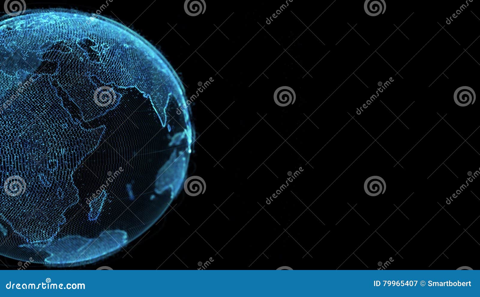 Earth Rotating Loop of Rotating Glowing Dots Stylised World Globe with ...