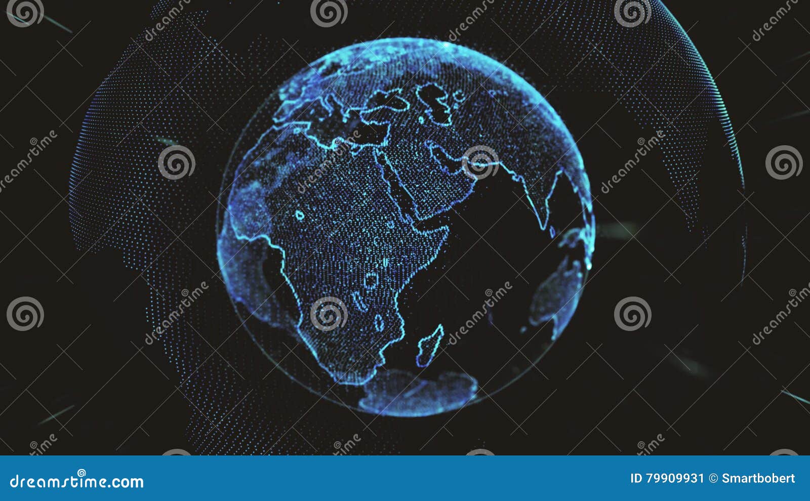 Earth Rotating Loop of Rotating Glowing Dots Stylised World Globe with ...